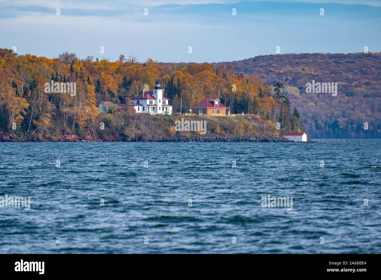 Raspberry Island Lighthouse in Wisconsin on Lake Superior in the ...