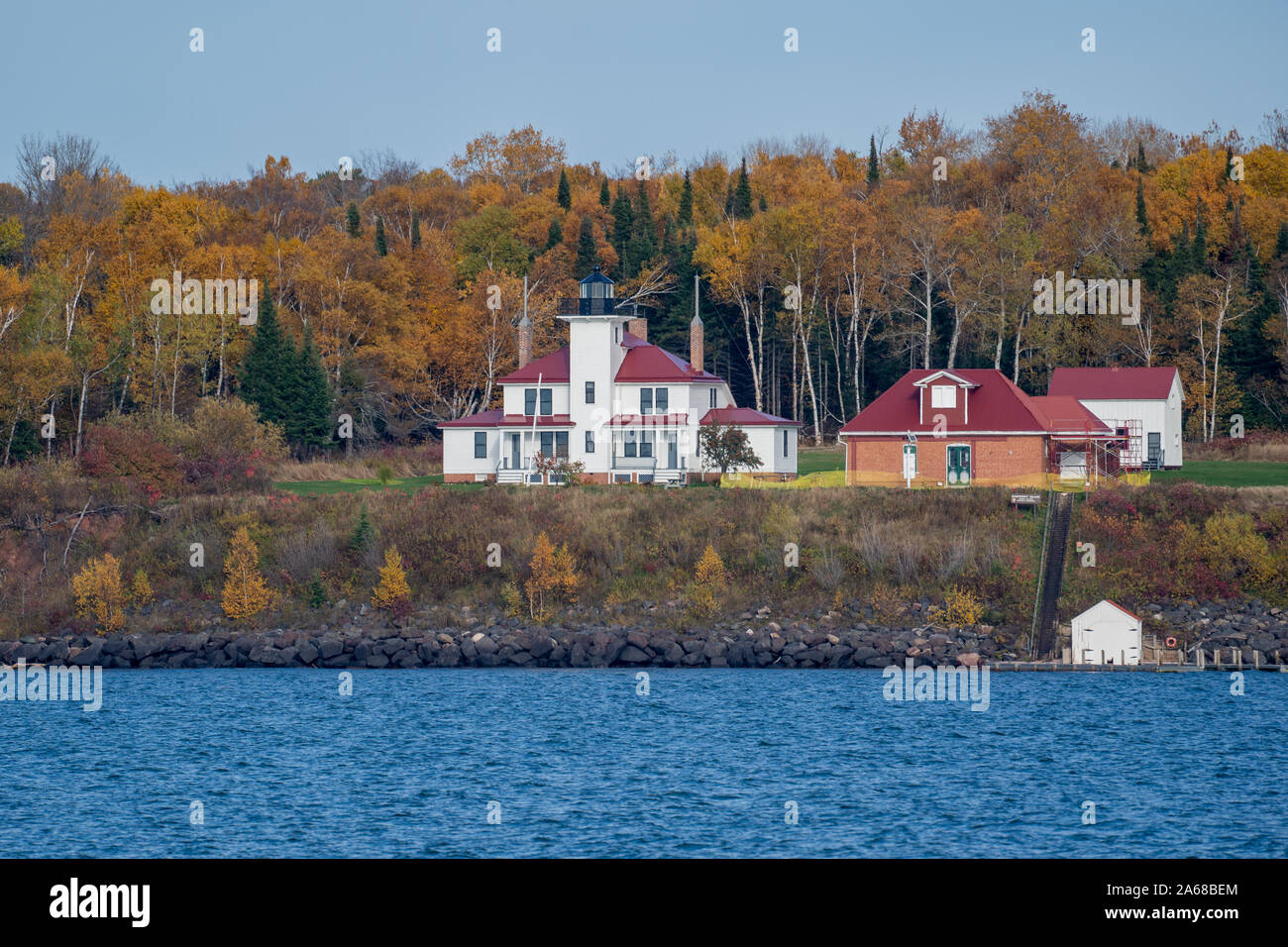 Raspberry Island Lighthouse in Wisconsin on Lake Superior in the ...