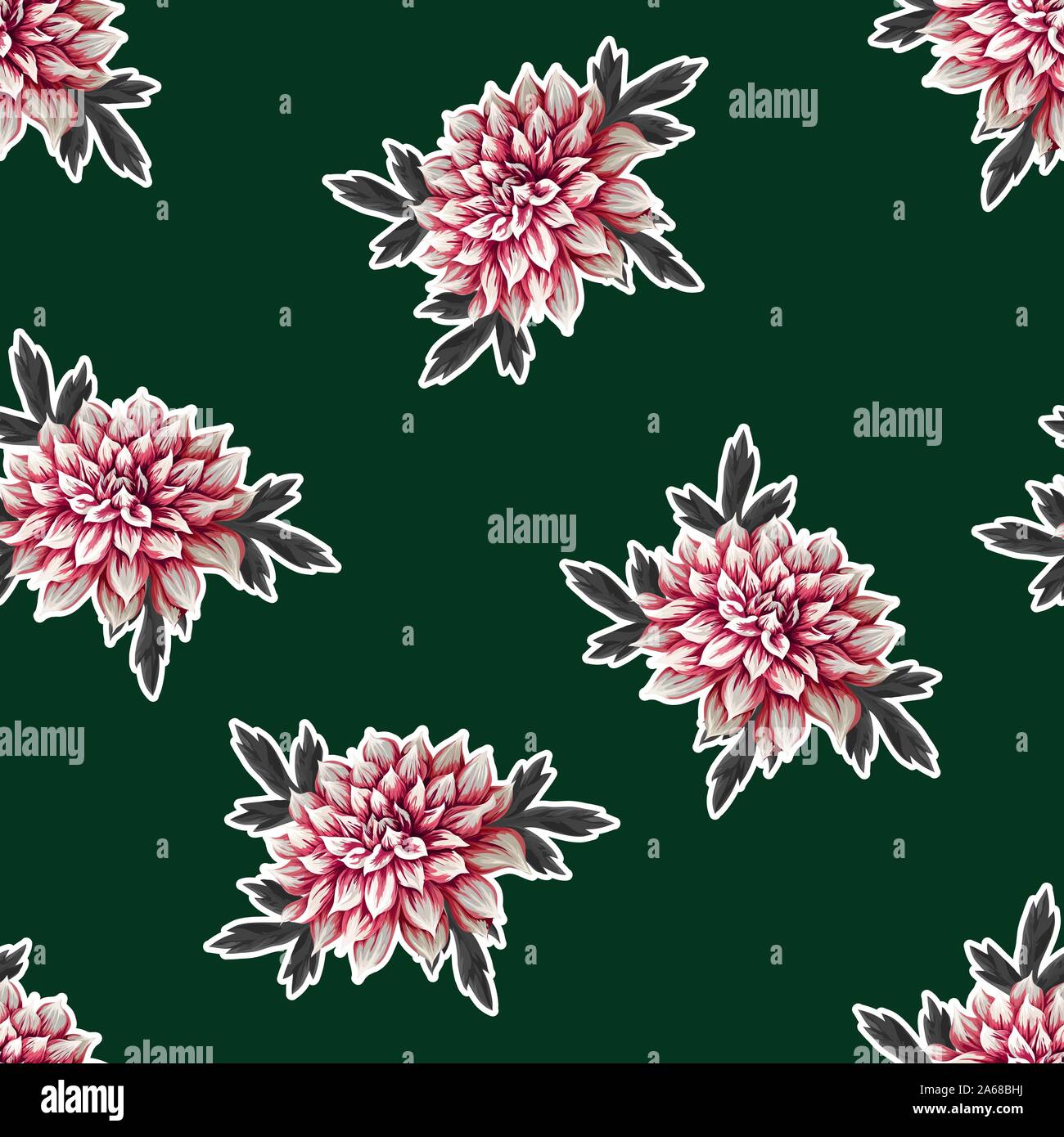 Seamless pattern with dahlia flowers. Vector Stock Vector Image & Art ...