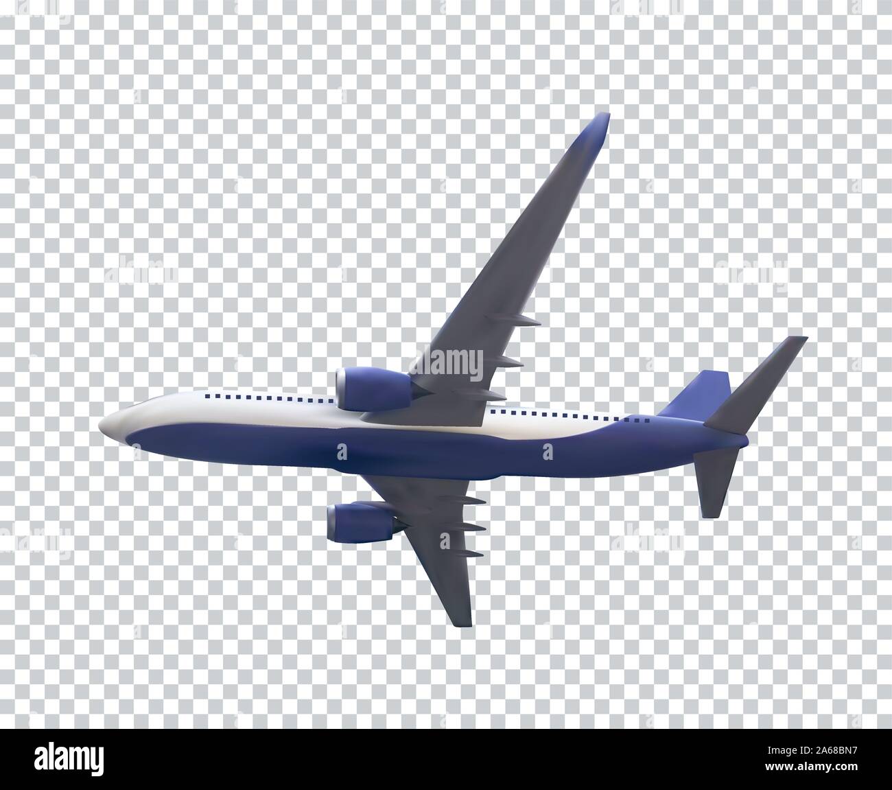 Naturalistic airliner flies on a transparent background. Side view from ...