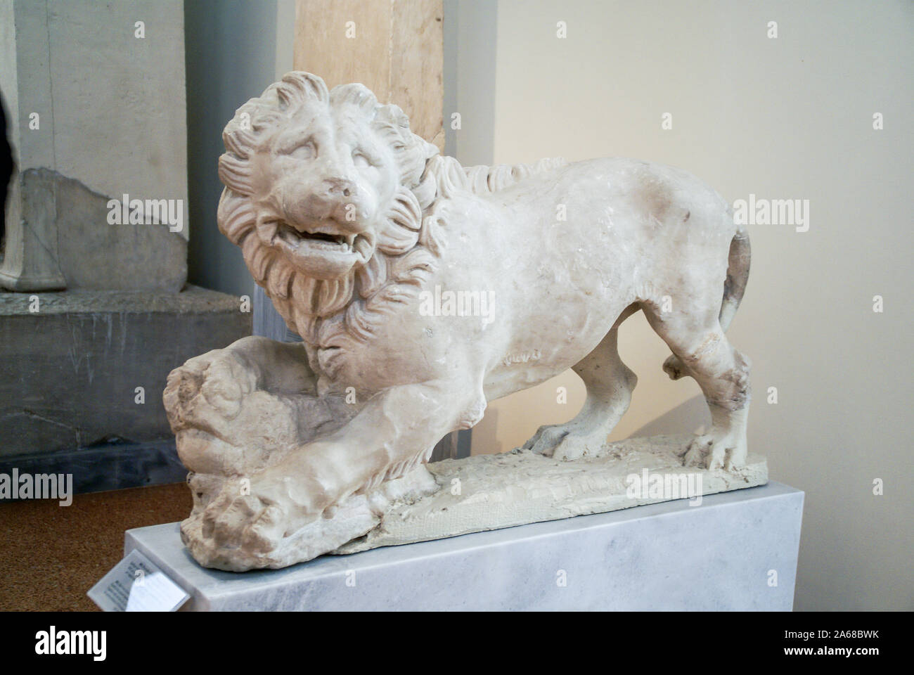 Statue or sculpture of a lion. Probably a grave stele.-.National ...