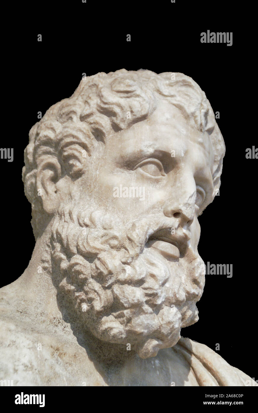 Detail of the head of a male statue -.National Archaeological Museum ...