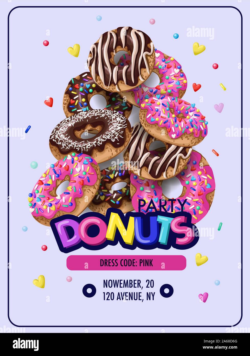 Invitation for donuts party, flyer. Vector Stock Vector Image & Art - Alamy