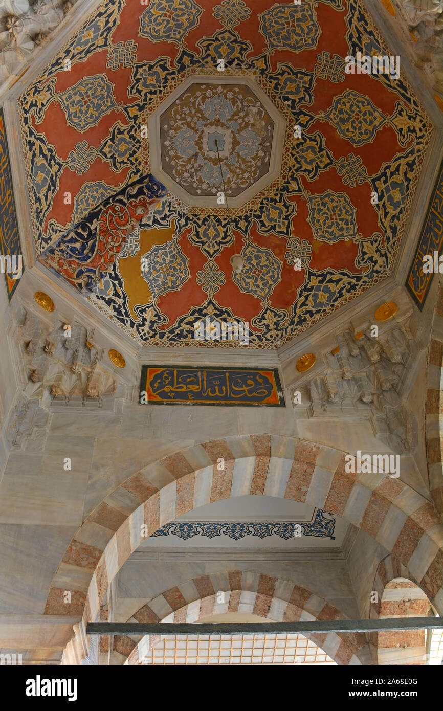The ceiling of the exterior portico of the 16th century Tomb of Sultan ...