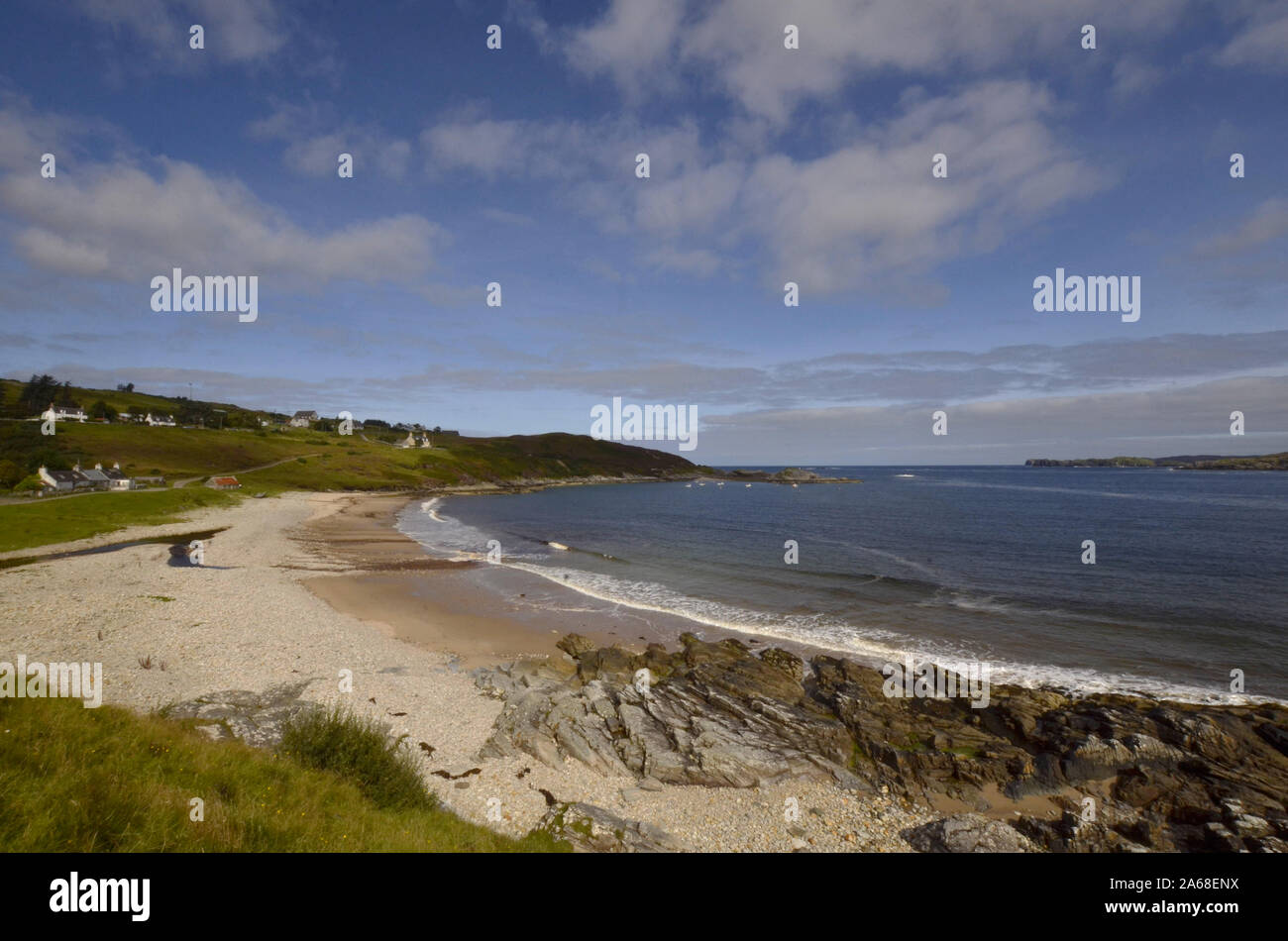 General view of the sandy beach at Talmine on the A'Mhoine Peninsula of ...
