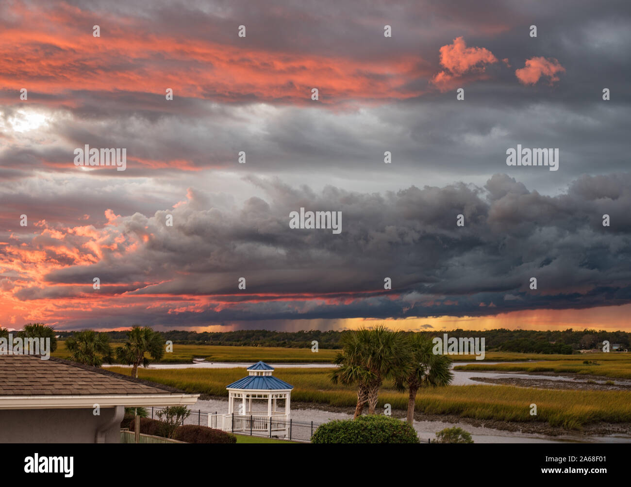 Calm After Hurricane Michael (In The Distance) With Beautiful Sunset ...