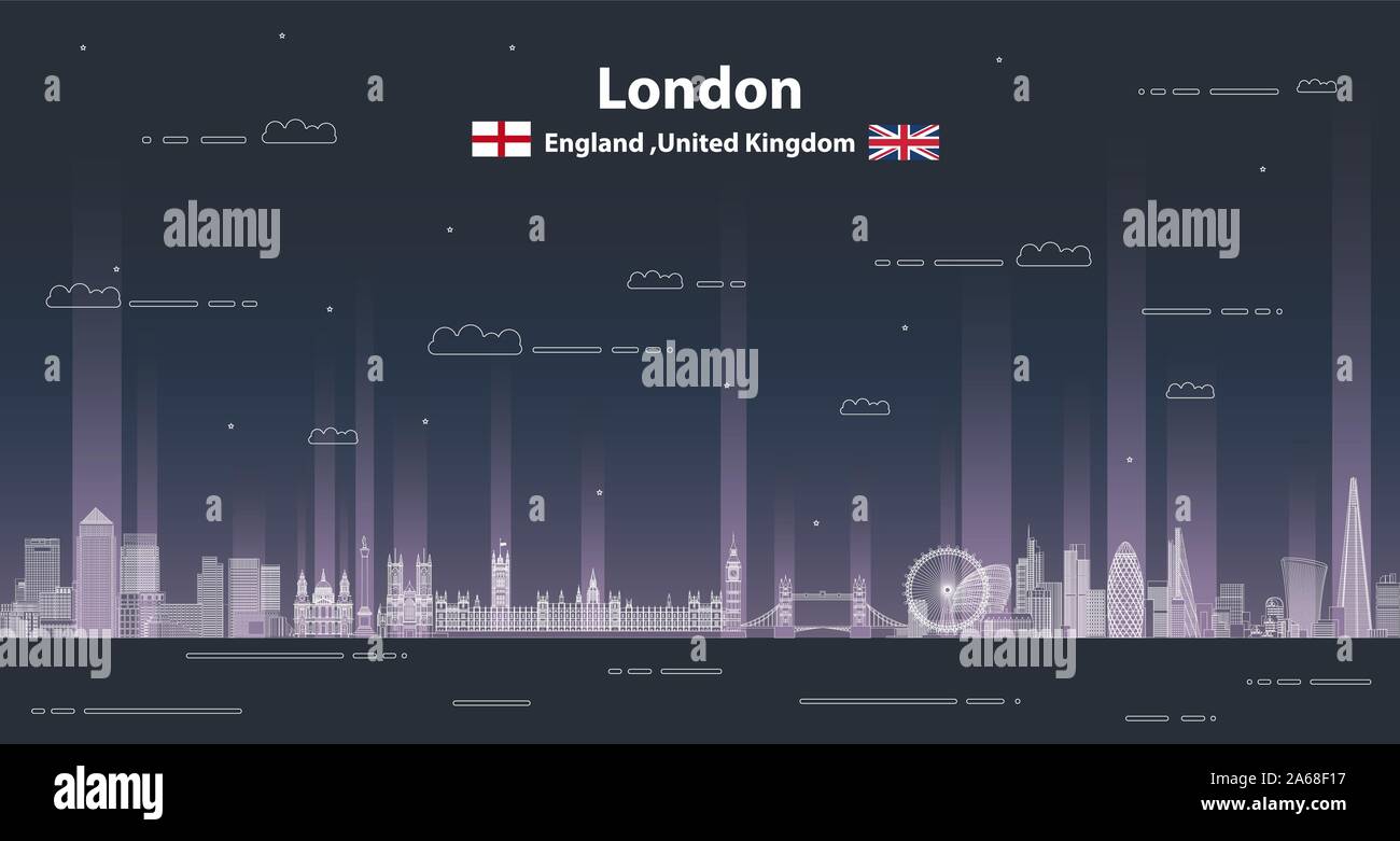 London cityscape line art style vector detailed illustration. Travel ...