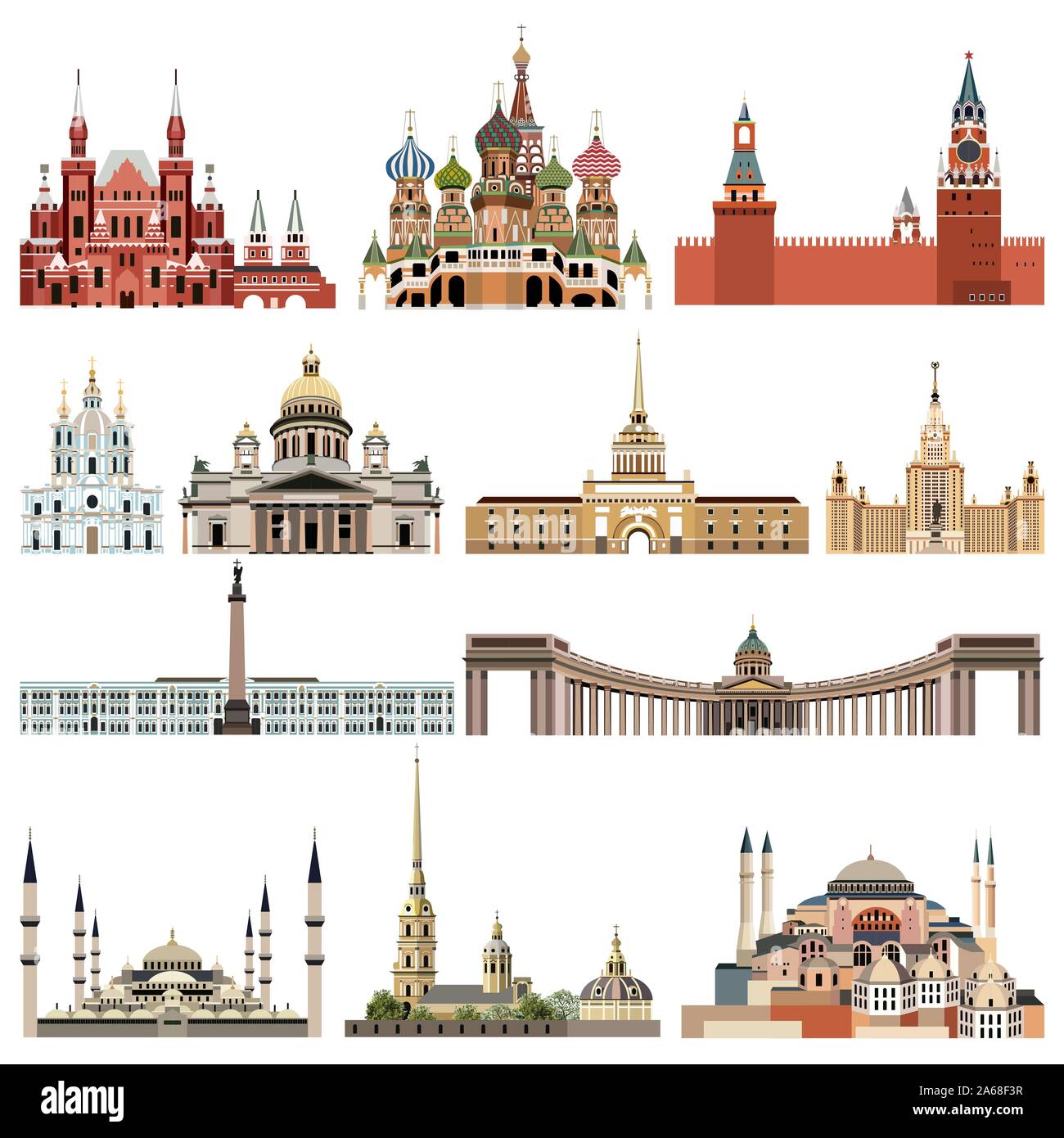 vector collection high detailed isolated city halls, landmarks ...