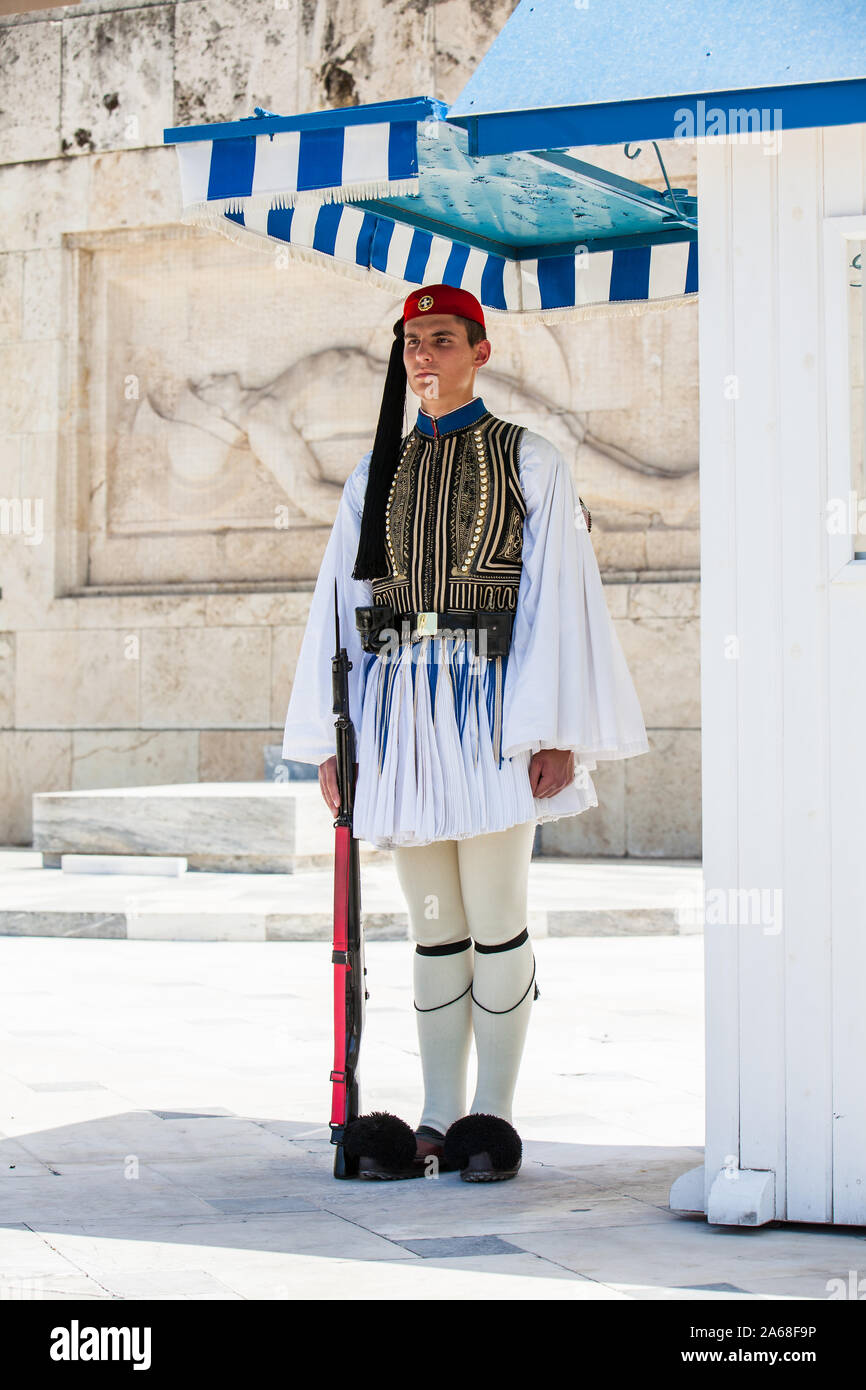 ATHENS, GREECE - MAY, 2018: Presidential Guard soldiers in front of the ...