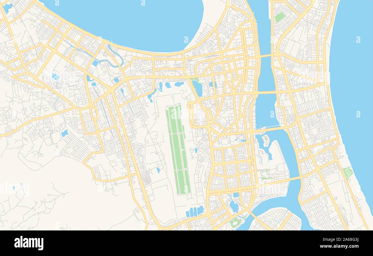 Printable street map of Da Nang, Vietnam. Map template for business use ...