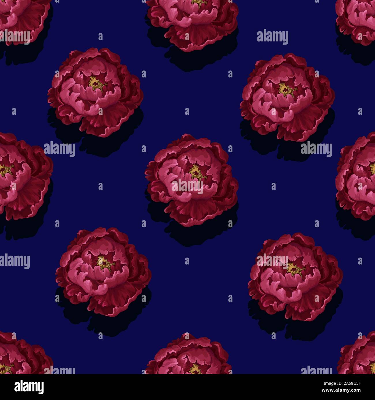 Seamless pattern with burgundy peonies. Vector Stock Vector Image & Art ...