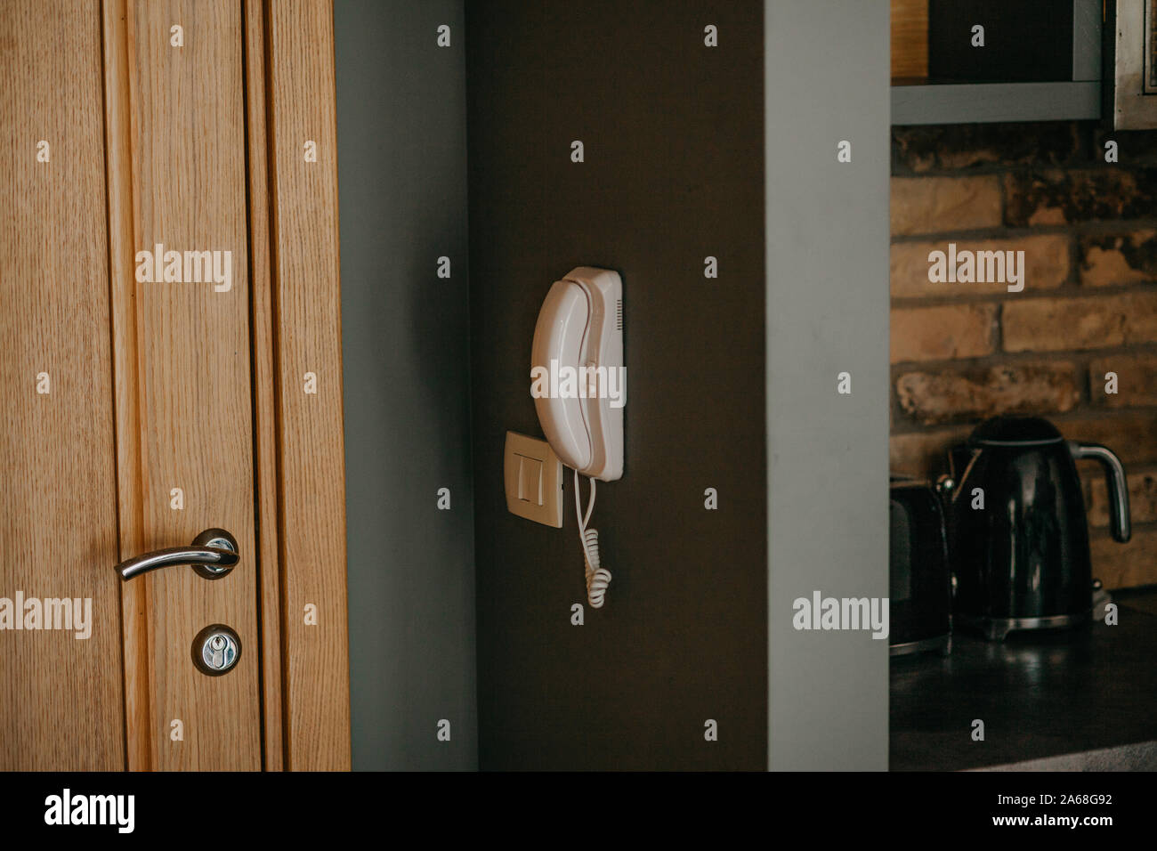 Intercom on the wall in a residential apartment Stock Photo - Alamy