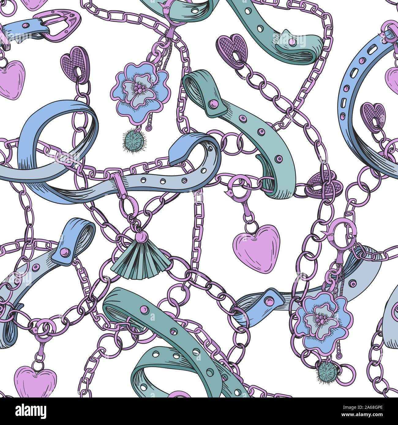 Seamless pattern with belt and chain. Vector Stock Vector Image & Art - Alamy