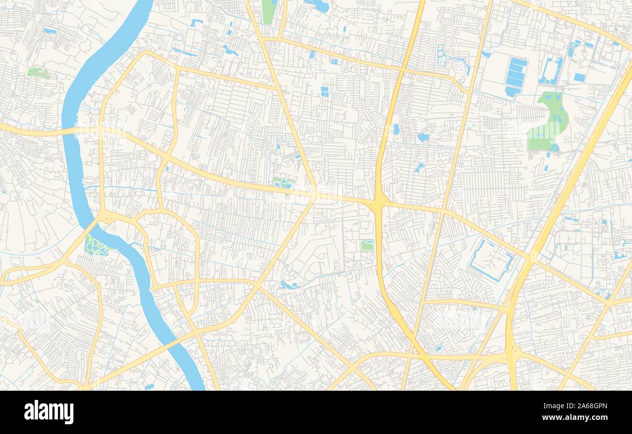 Printable street map of Nonthaburi, Province Nonthaburi, Thailand. Map ...