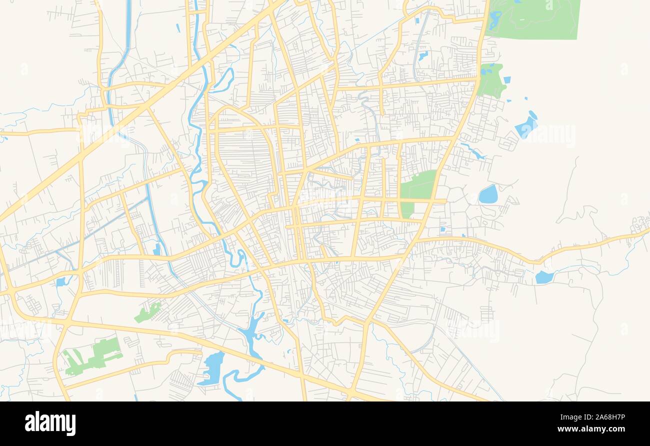 Printable street map of Hat Yai, Province Songkhla, Thailand. Map ...