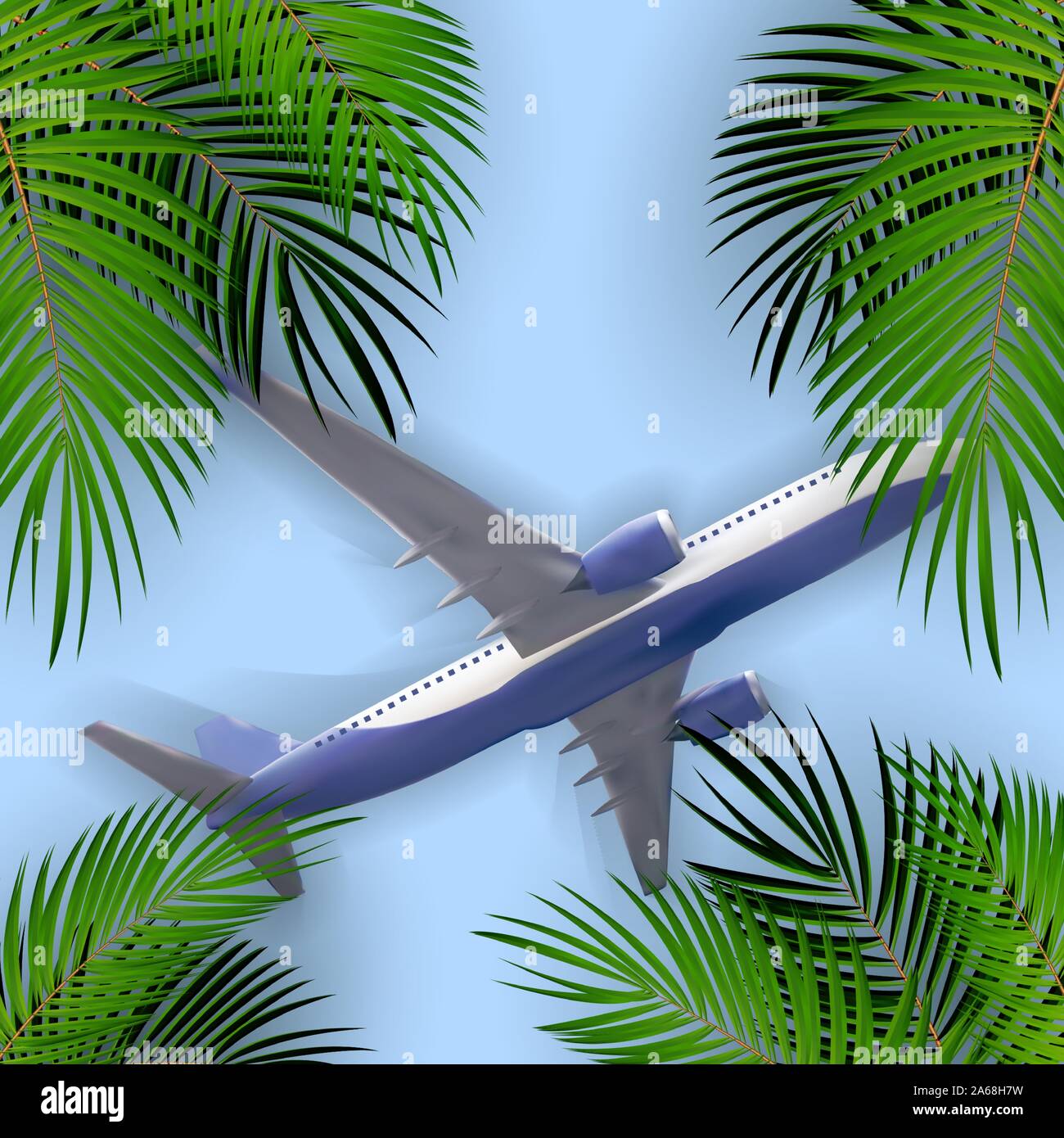 Naturalistic view of an airplane flying in the sky against the ...