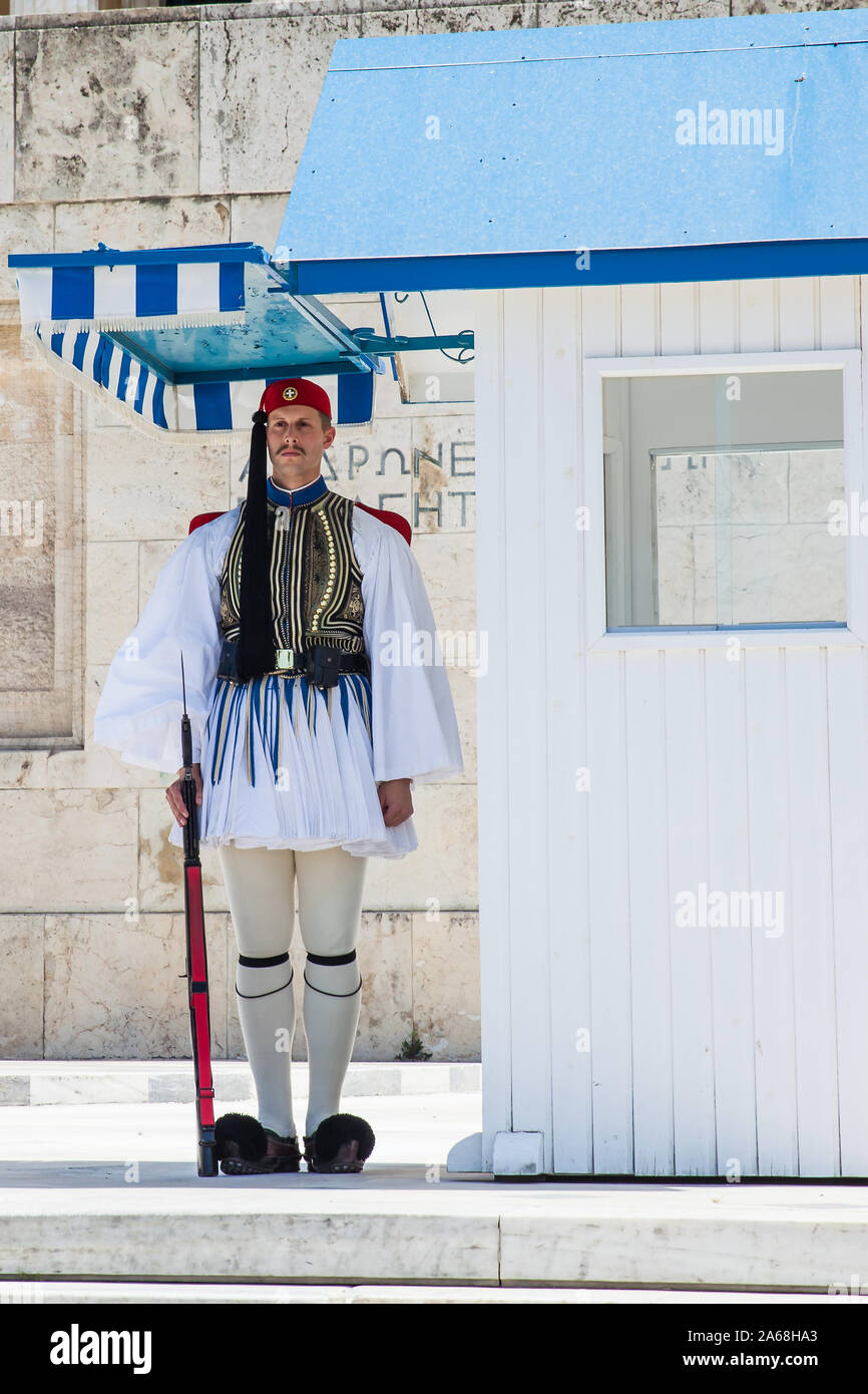 ATHENS, GREECE - MAY, 2018: Presidential Guard soldiers in front of the ...