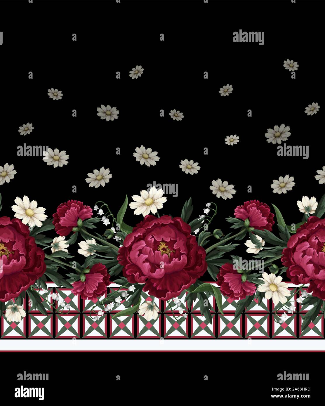 Vector border peonies Stock Vector Images - Alamy