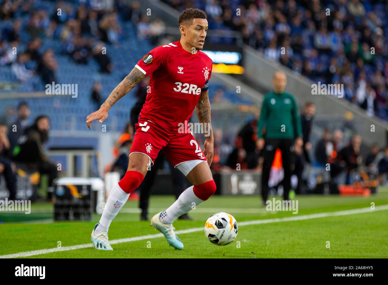 Ranger's player, James Tavernier (L) is seen in action during the UEFA ...
