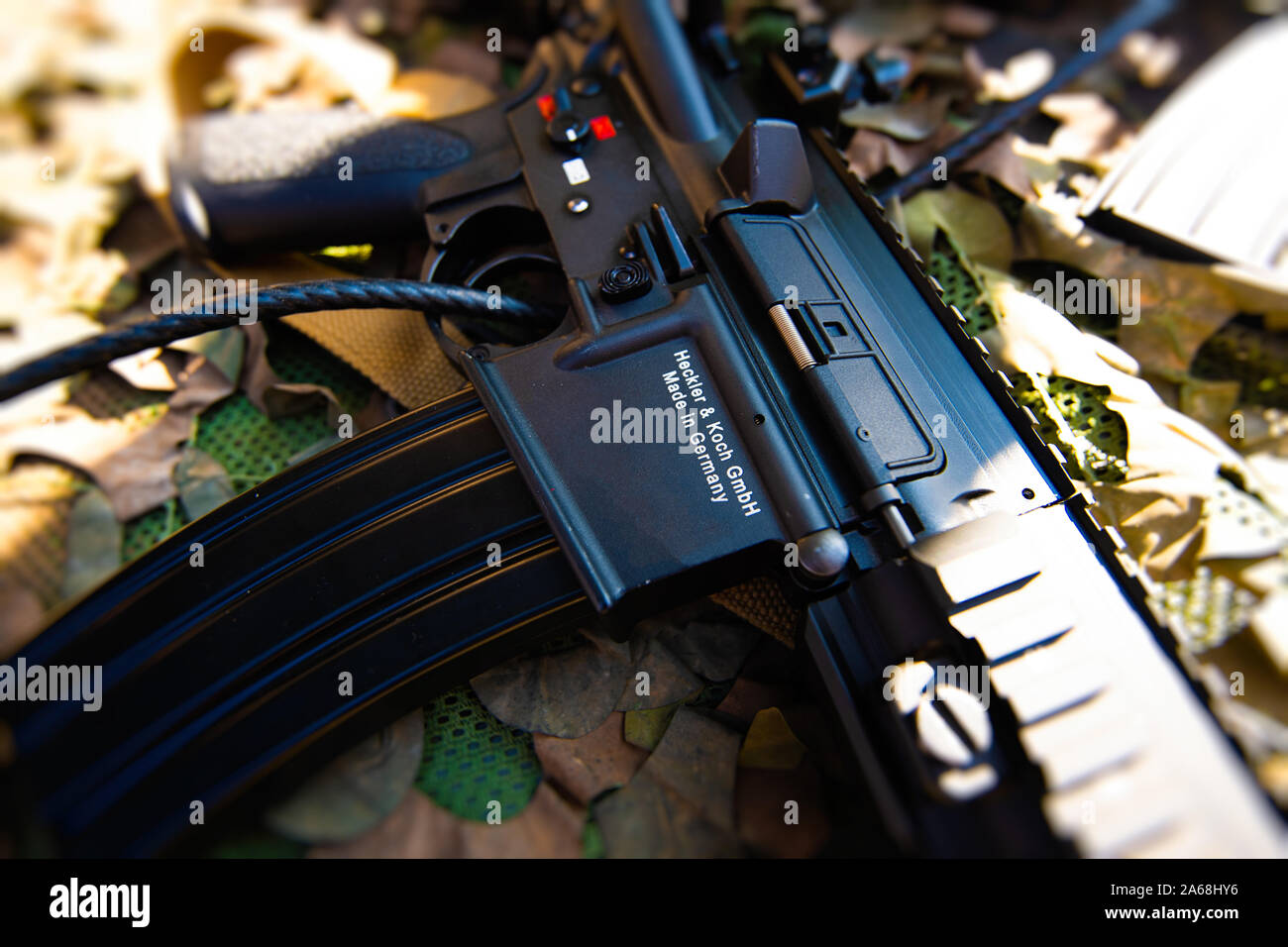 Paris, France - Sep 21, 2019: Detail of semi-automatic rifle ...
