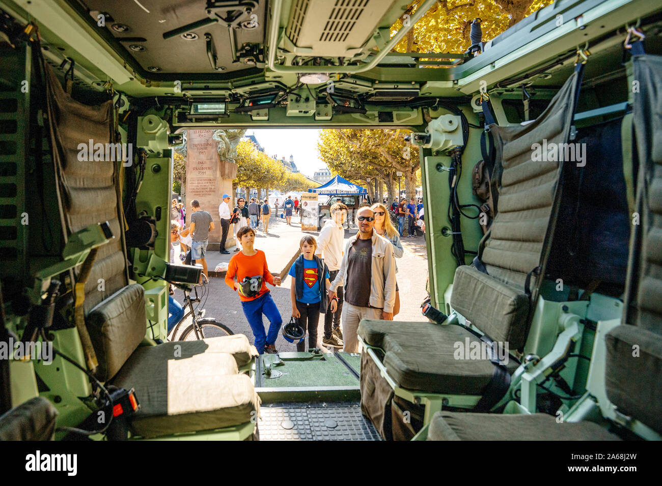 Strasbourg, France - Sep 21, 2019: View from the interior of Vehicule ...