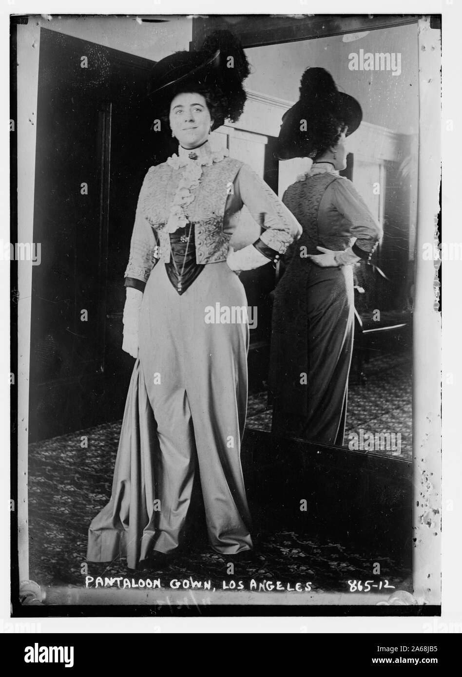 Woman modelling pantaloon gown, Los Angeles Stock Photo - Alamy