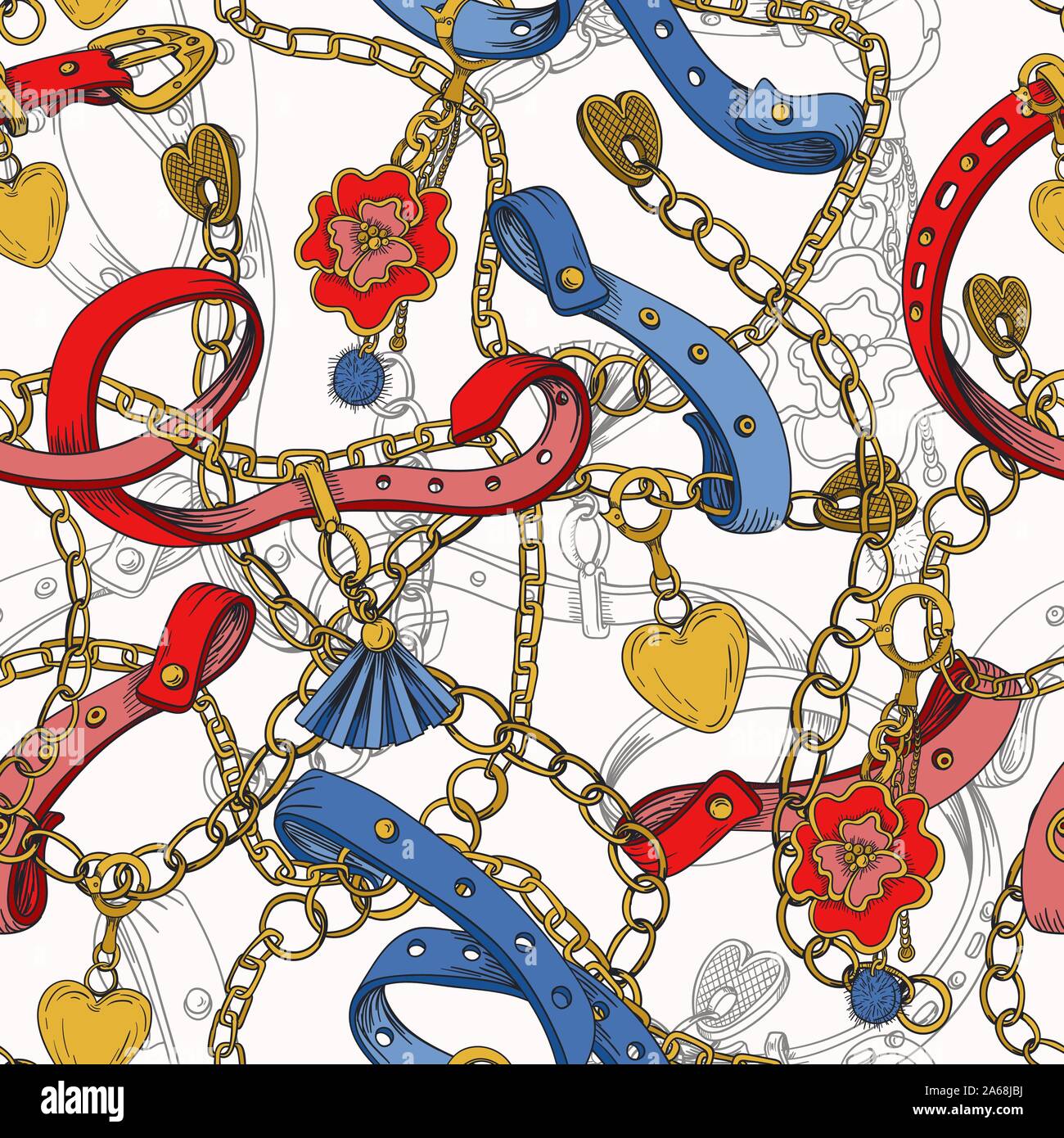 Seamless pattern with belt and chain. Vector Stock Vector Image & Art ...