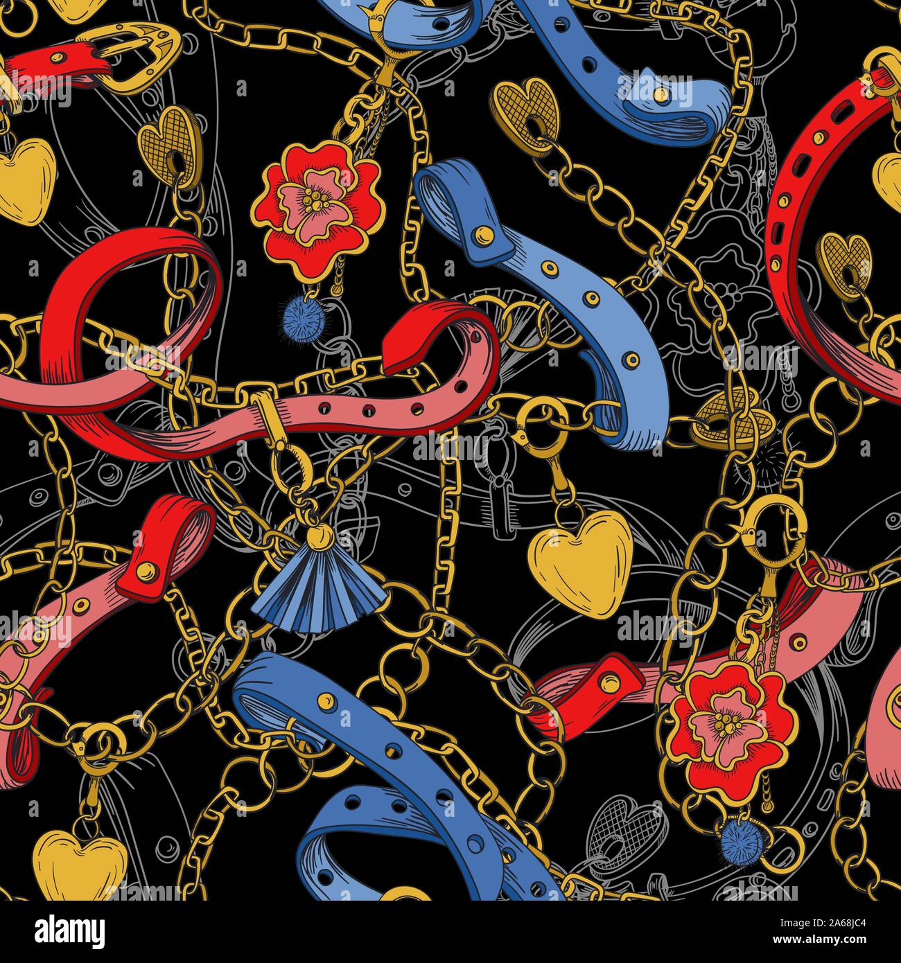 Seamless pattern with belt and chain. Vector Stock Vector Image & Art ...