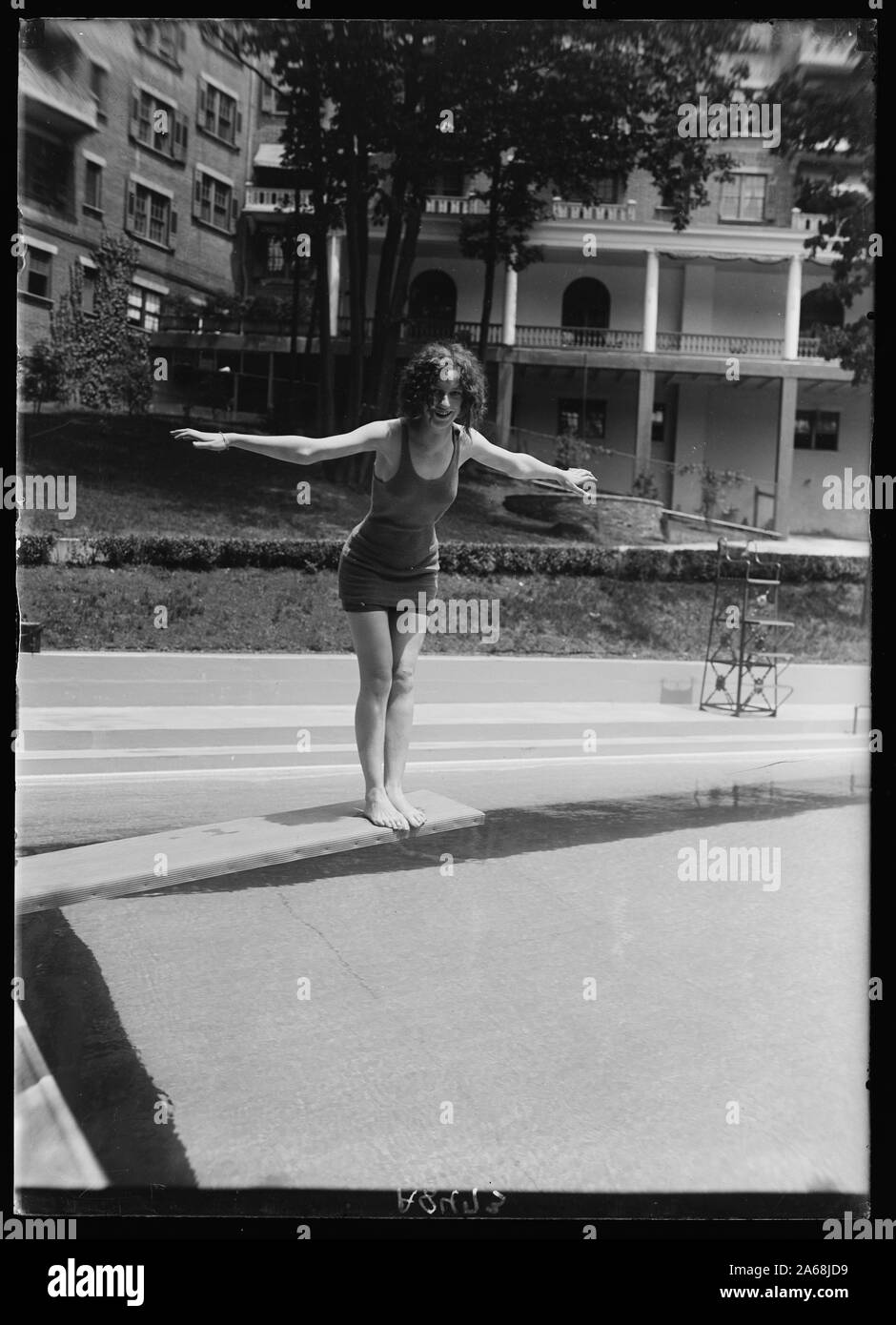 Woman outdoor pool Black and White Stock Photos & Images - Alamy