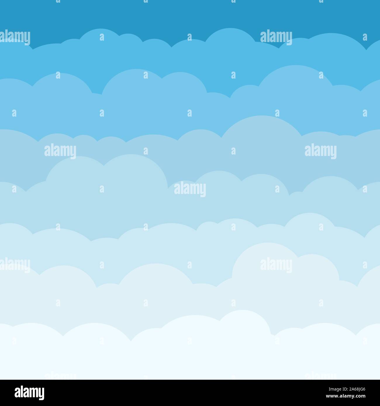 Cloud sky cartoon background. Blue sky with white clouds flat poster or ...
