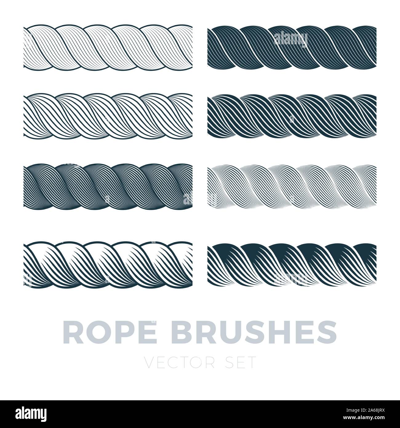 Rope brushes frame, decorative black line set with text. Thick cord or ...