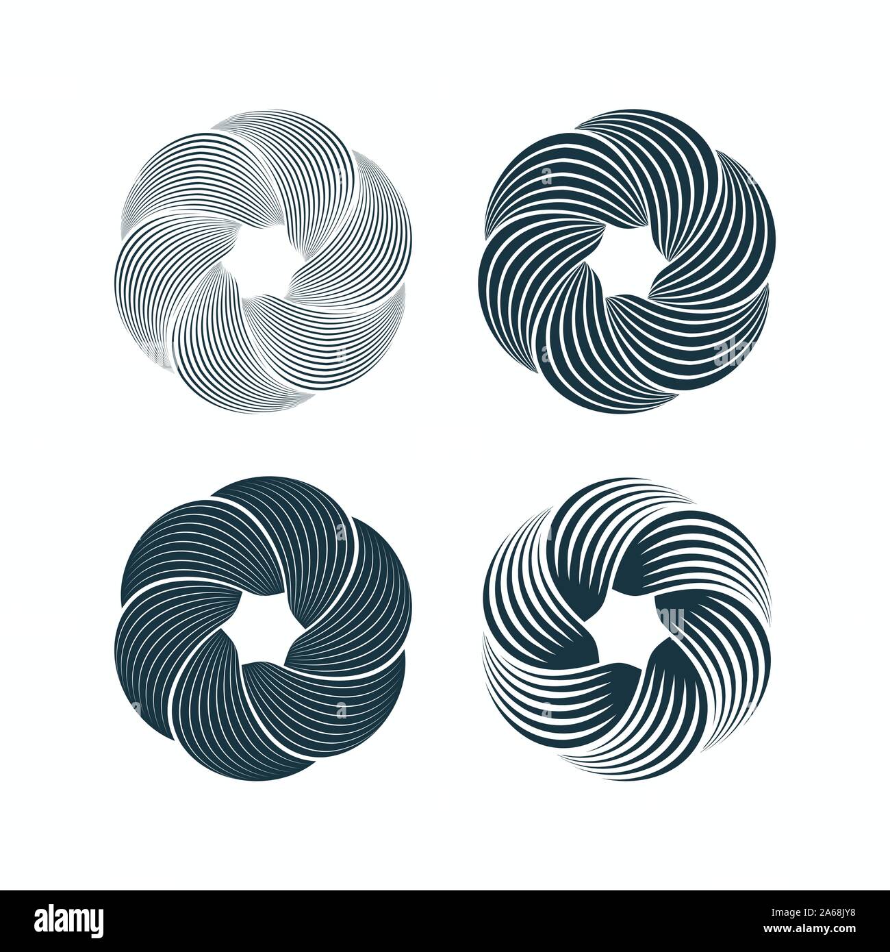 Spiral and swirl motion twisting circles design element set. Vector ...