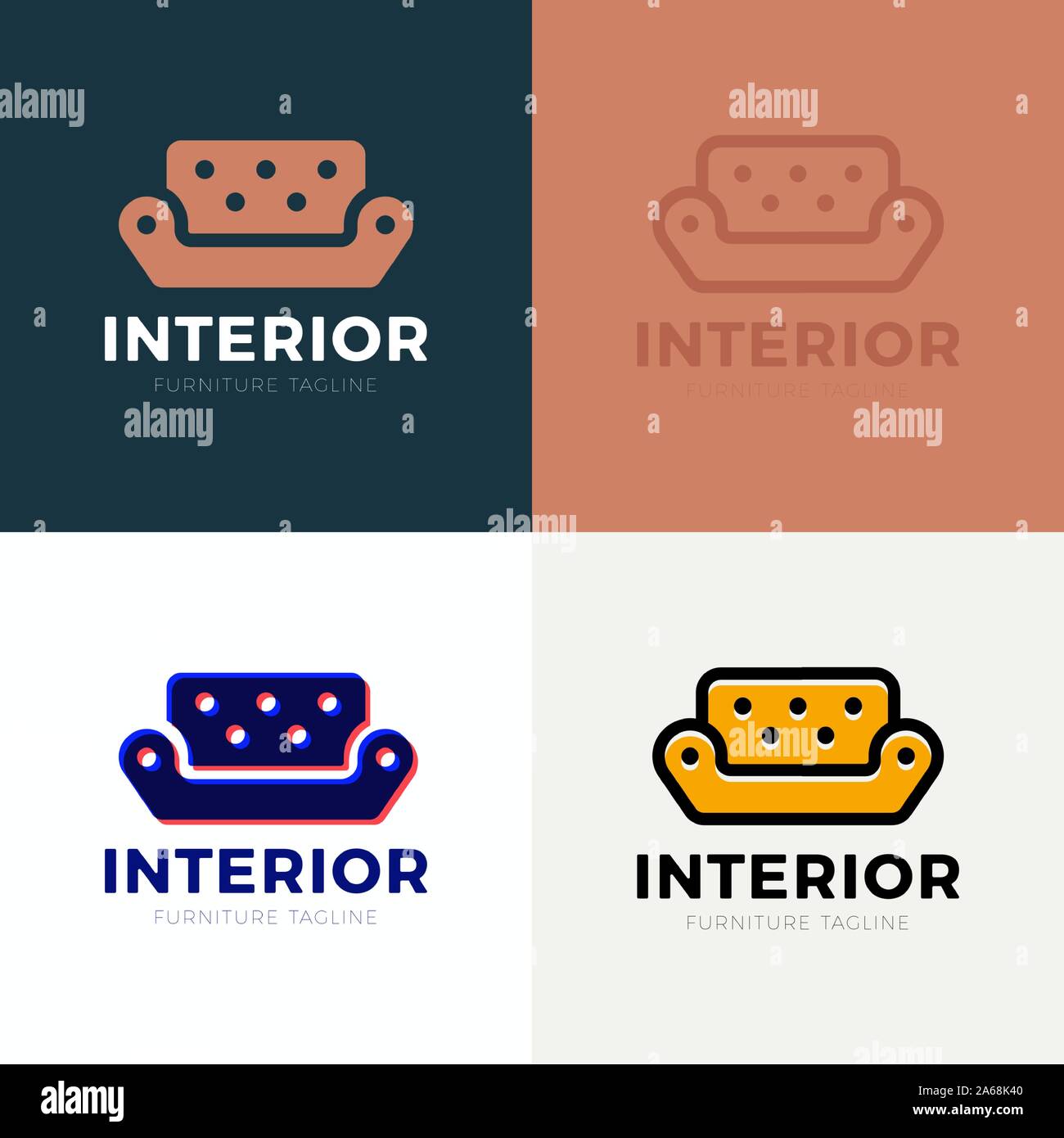 Interior sofa furniture business sign vector template for furniture ...