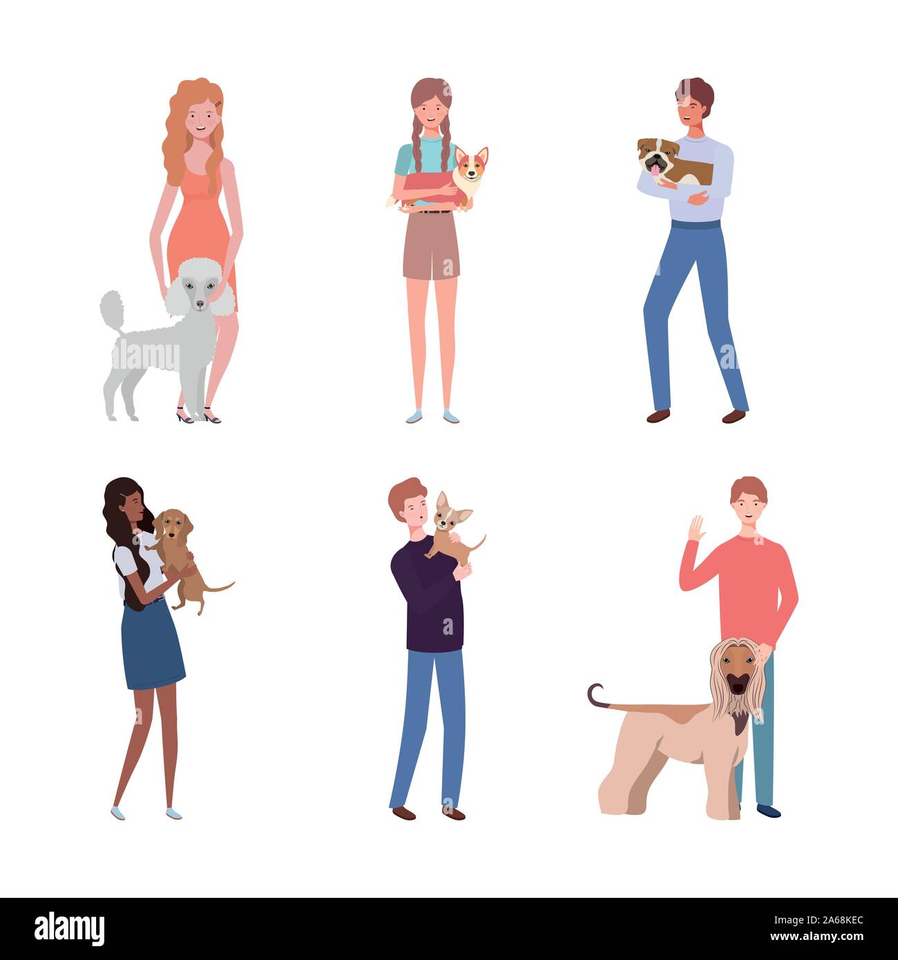young people with cute dogs mascots characters Stock Vector Image & Art ...
