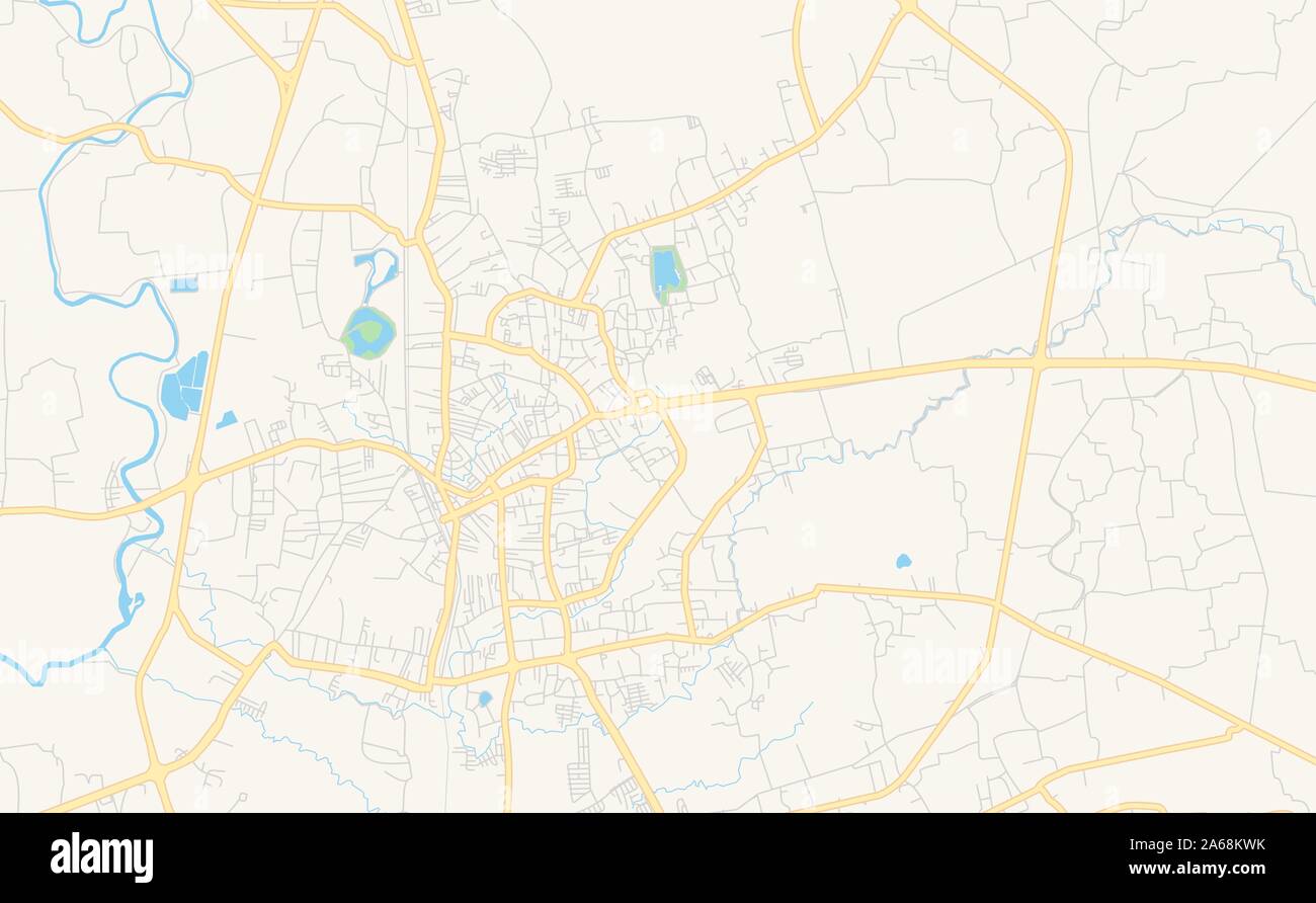 Printable street map of Trang, Province Trang, Thailand. Map template ...