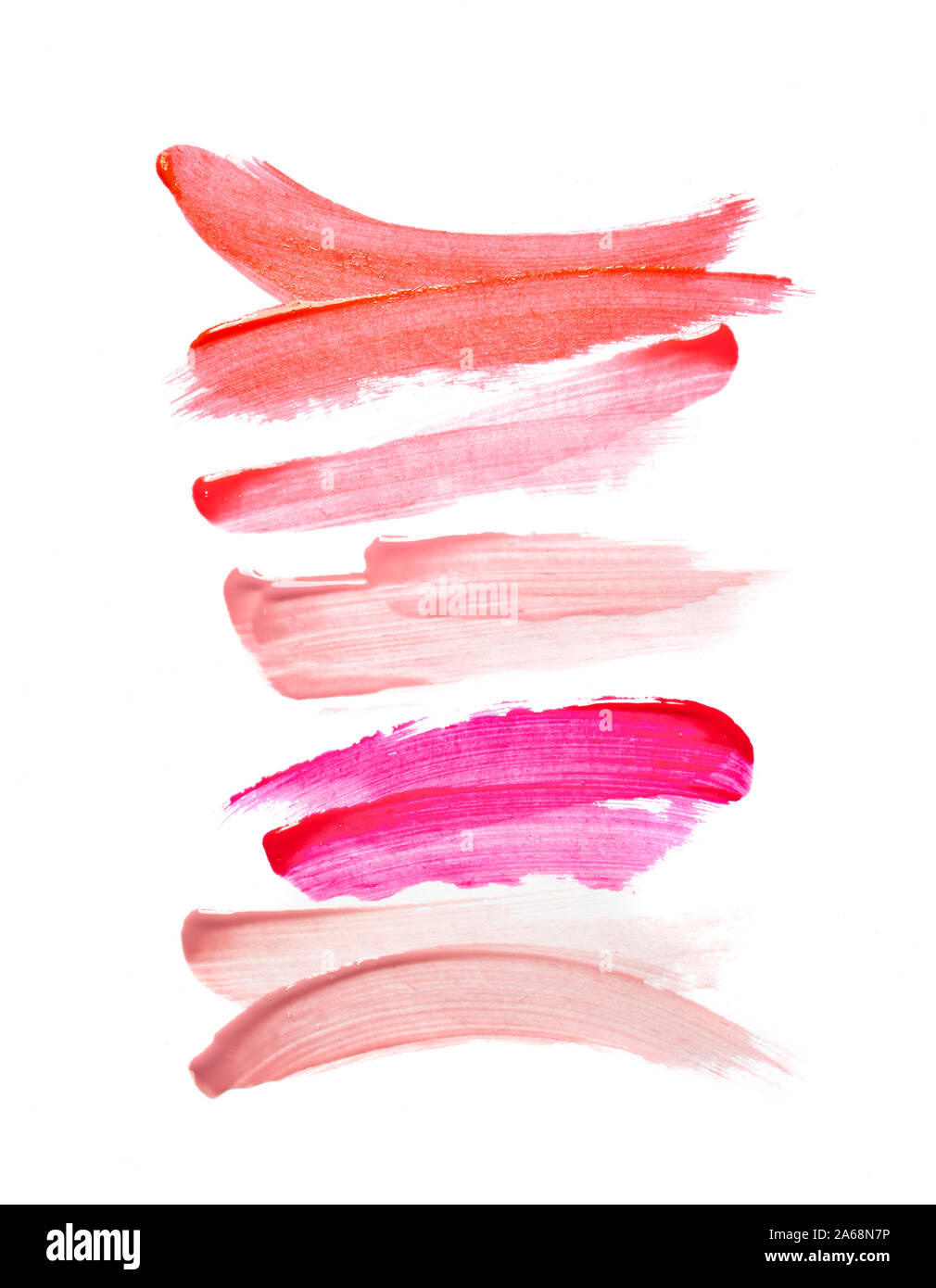 Texture of different lipsticks in fashionable shades or strokes of ...