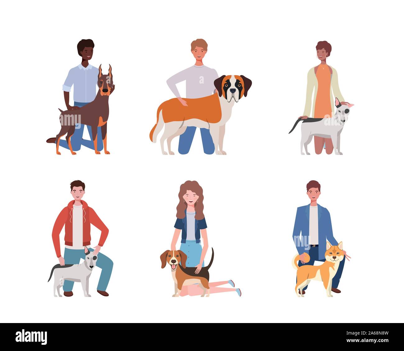 young people with cute dogs mascots characters Stock Vector Image & Art ...