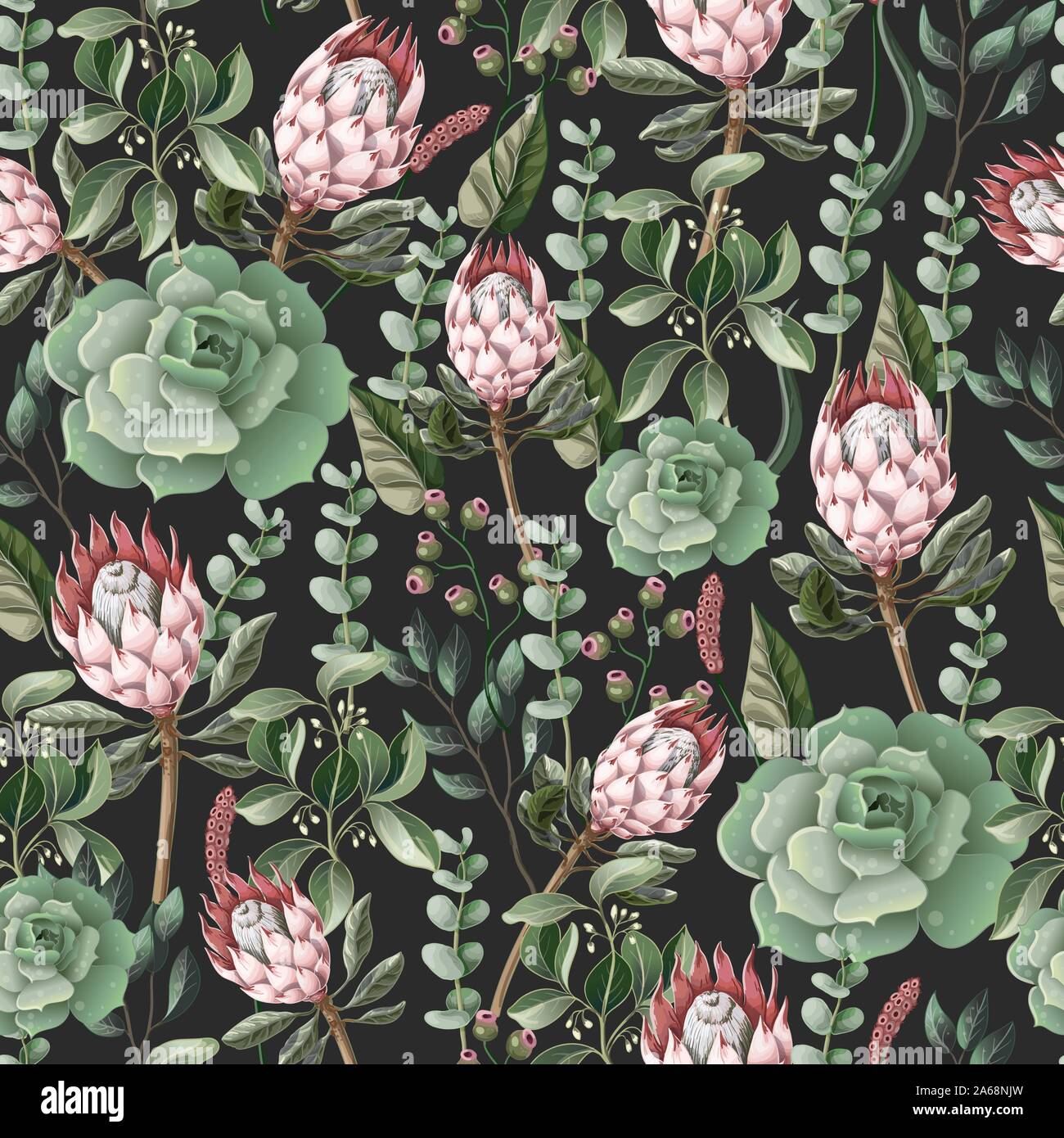 Red blooming succulent Stock Vector Images - Alamy