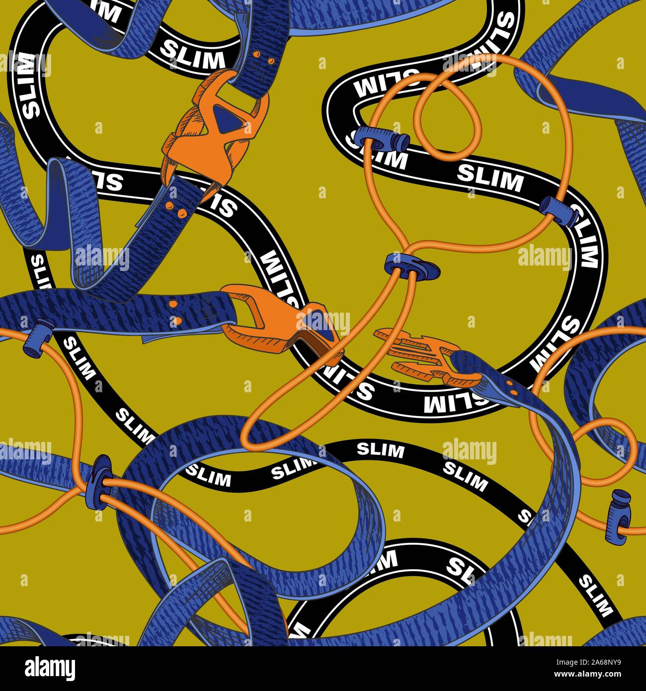 Belt seamless pattern with plastic clasp. Trendy sport textile design ...