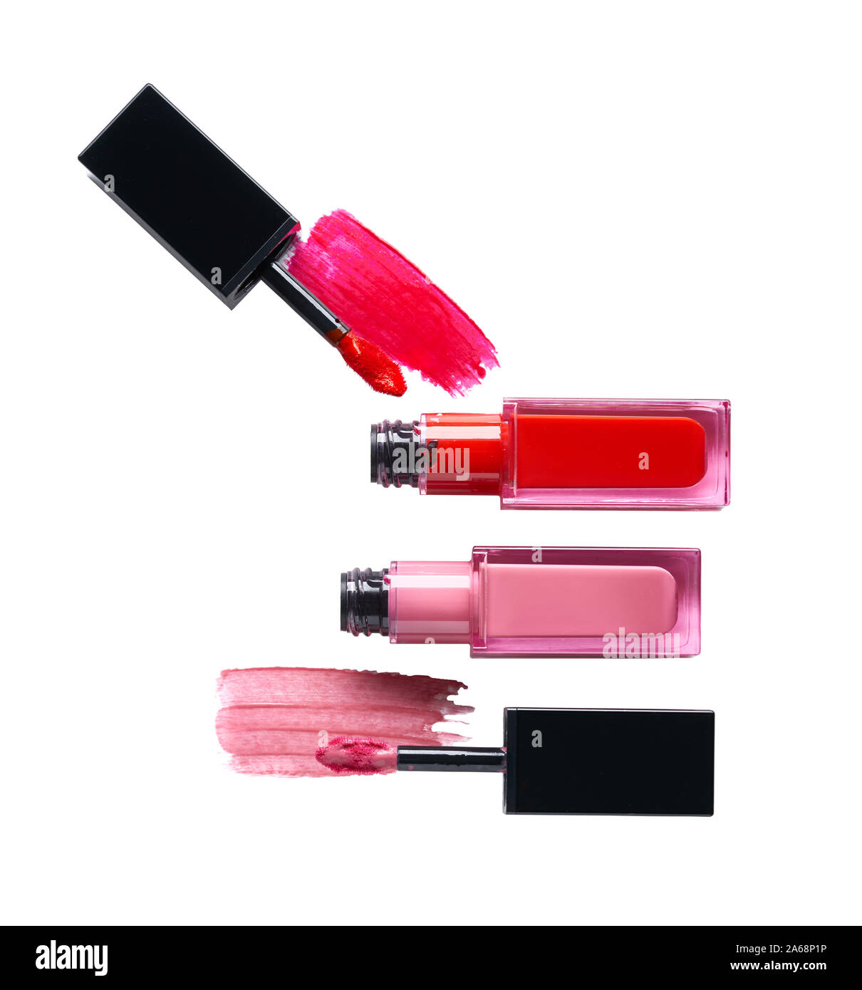 Compilation from liquid lipstick with a single color swipe Stock Photo ...