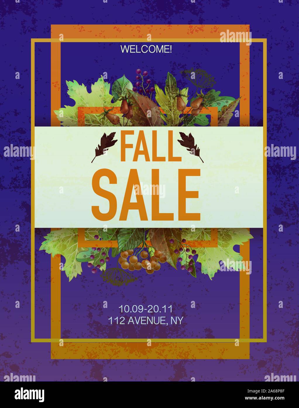 Poster fall sale with leaves and berries. Vector Stock Vector Image ...