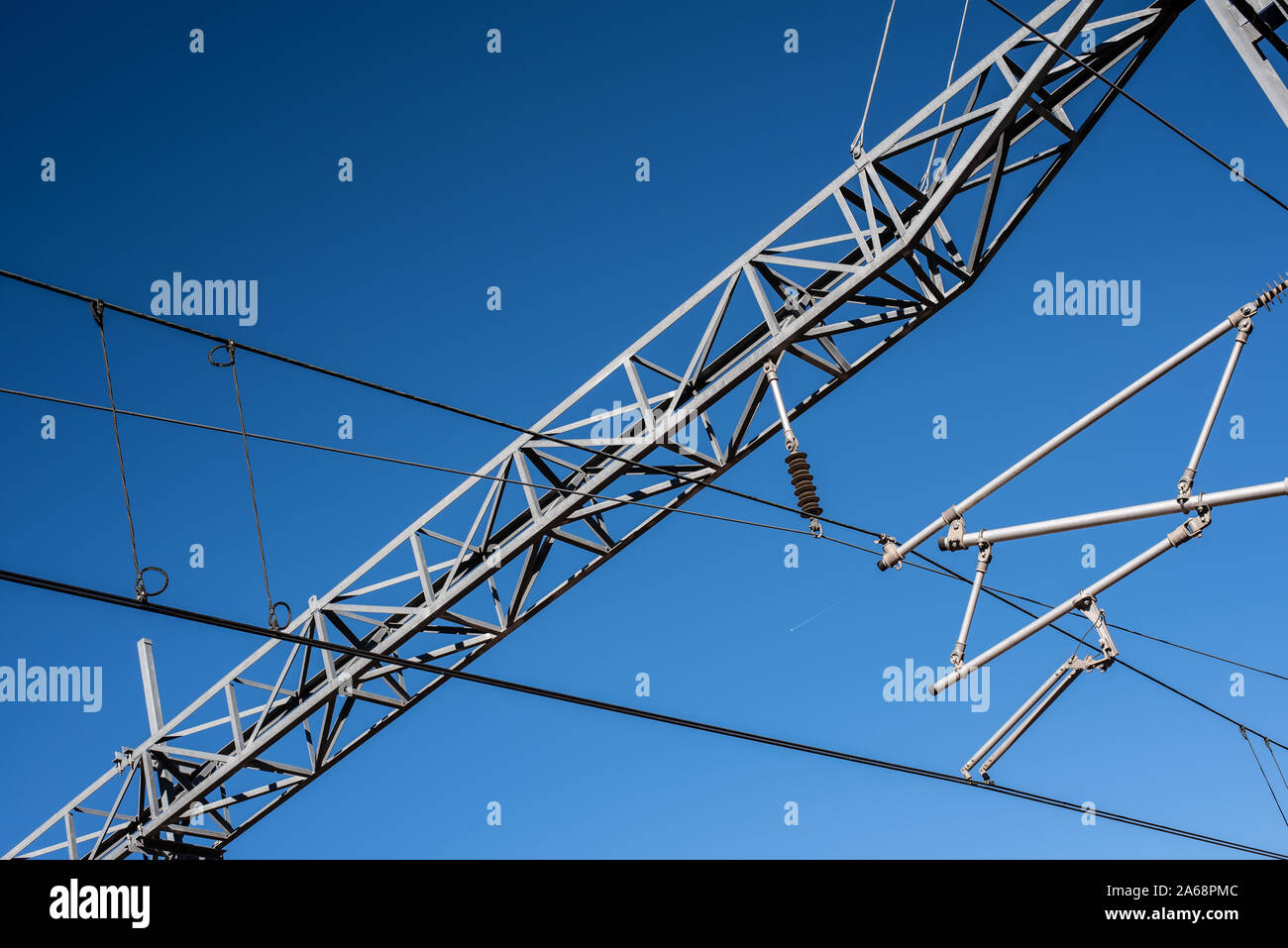 Catenary of an electric train Stock Photo - Alamy