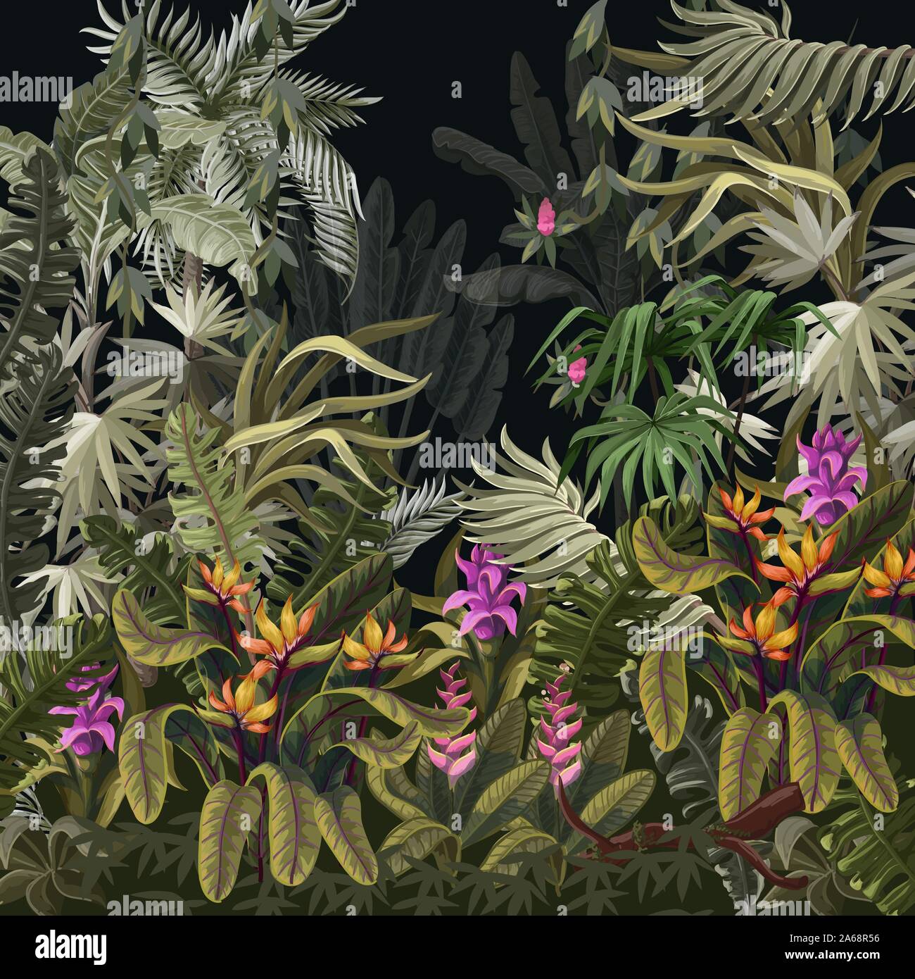 Seamless border jungle trees hi-res stock photography and images - Alamy