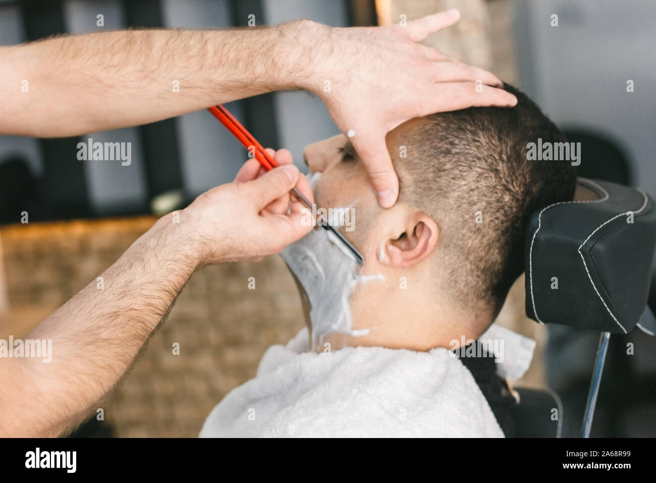 Retro shaving foam in barber hi-res stock photography and images - Alamy