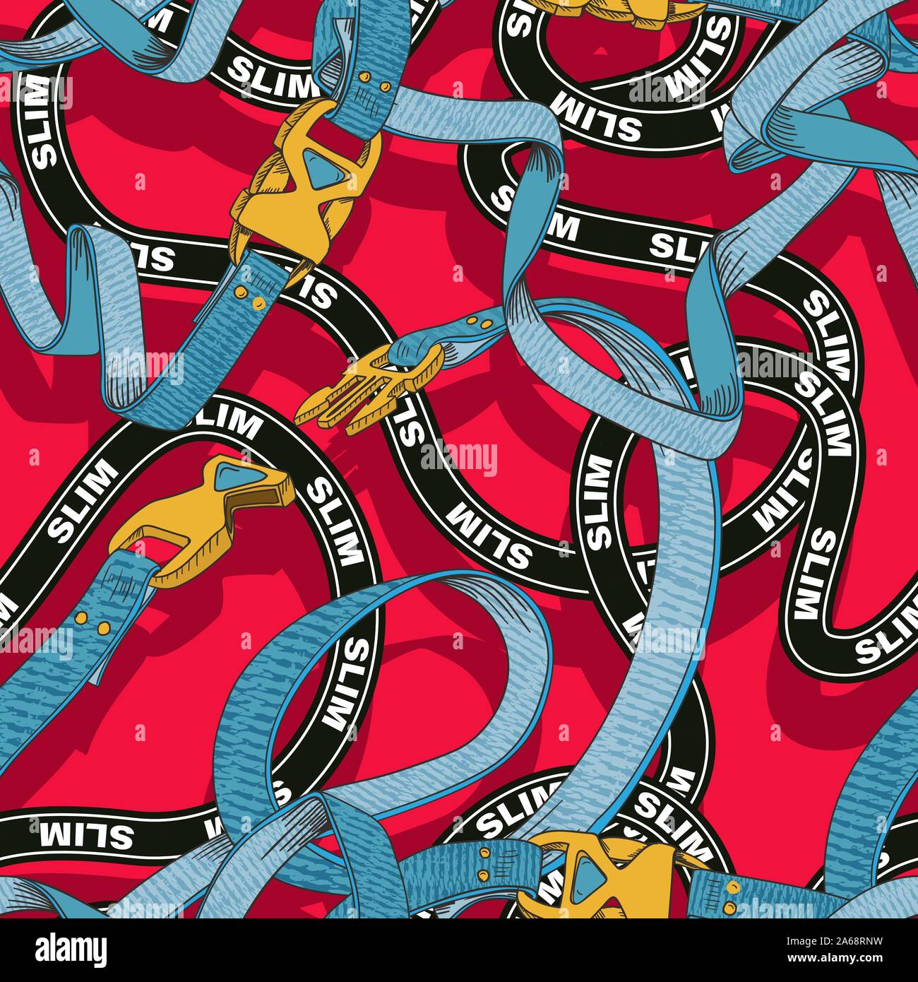 Belt seamless pattern with plastic clasp. Trendy sport textile design ...