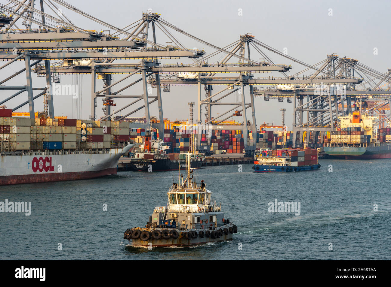 Laem Chabang seaport, Thailand - March 17, 2019: Rows of gray container ...