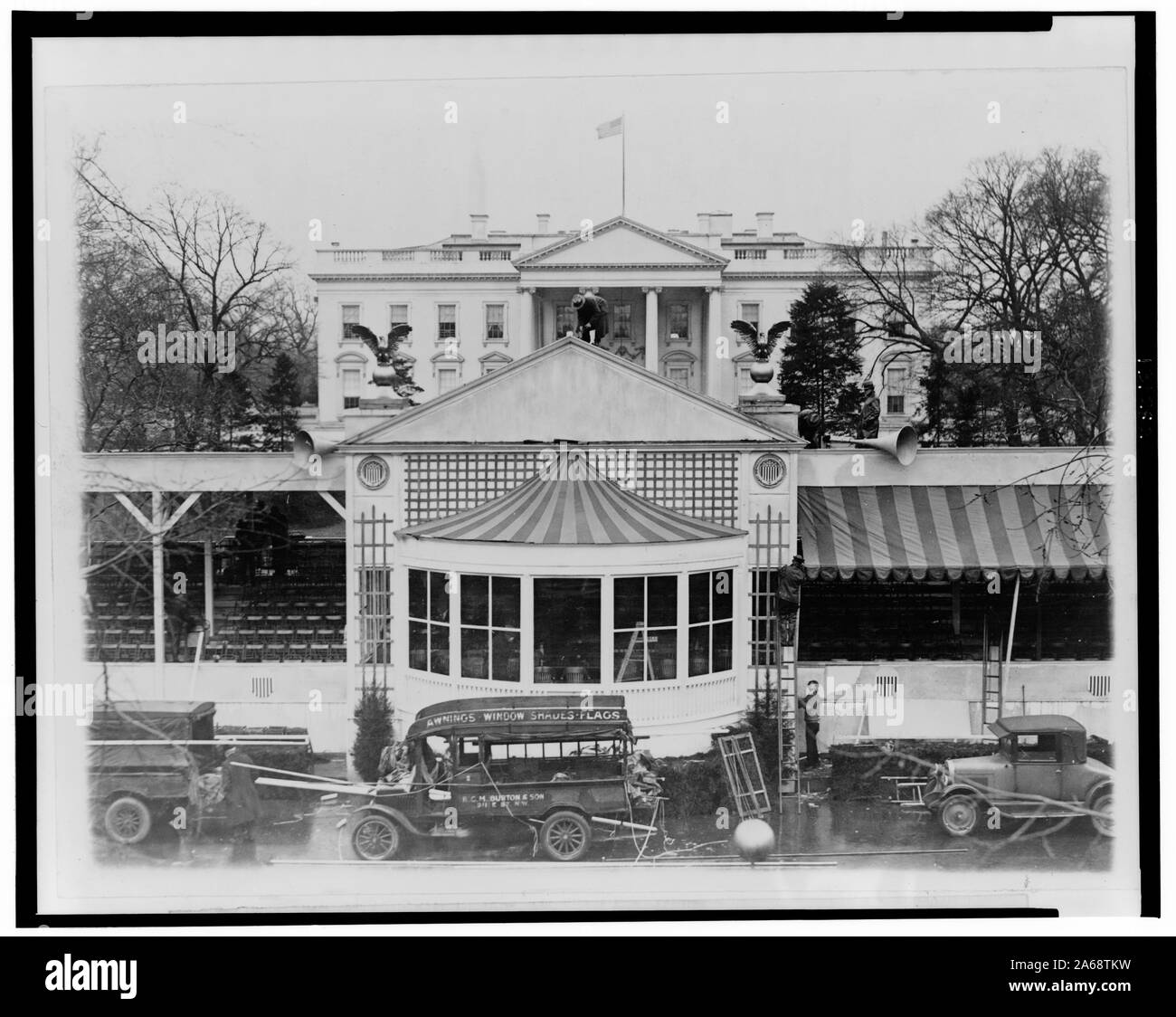 Workmen placing the finishing touches on the reviewing stand in the ...