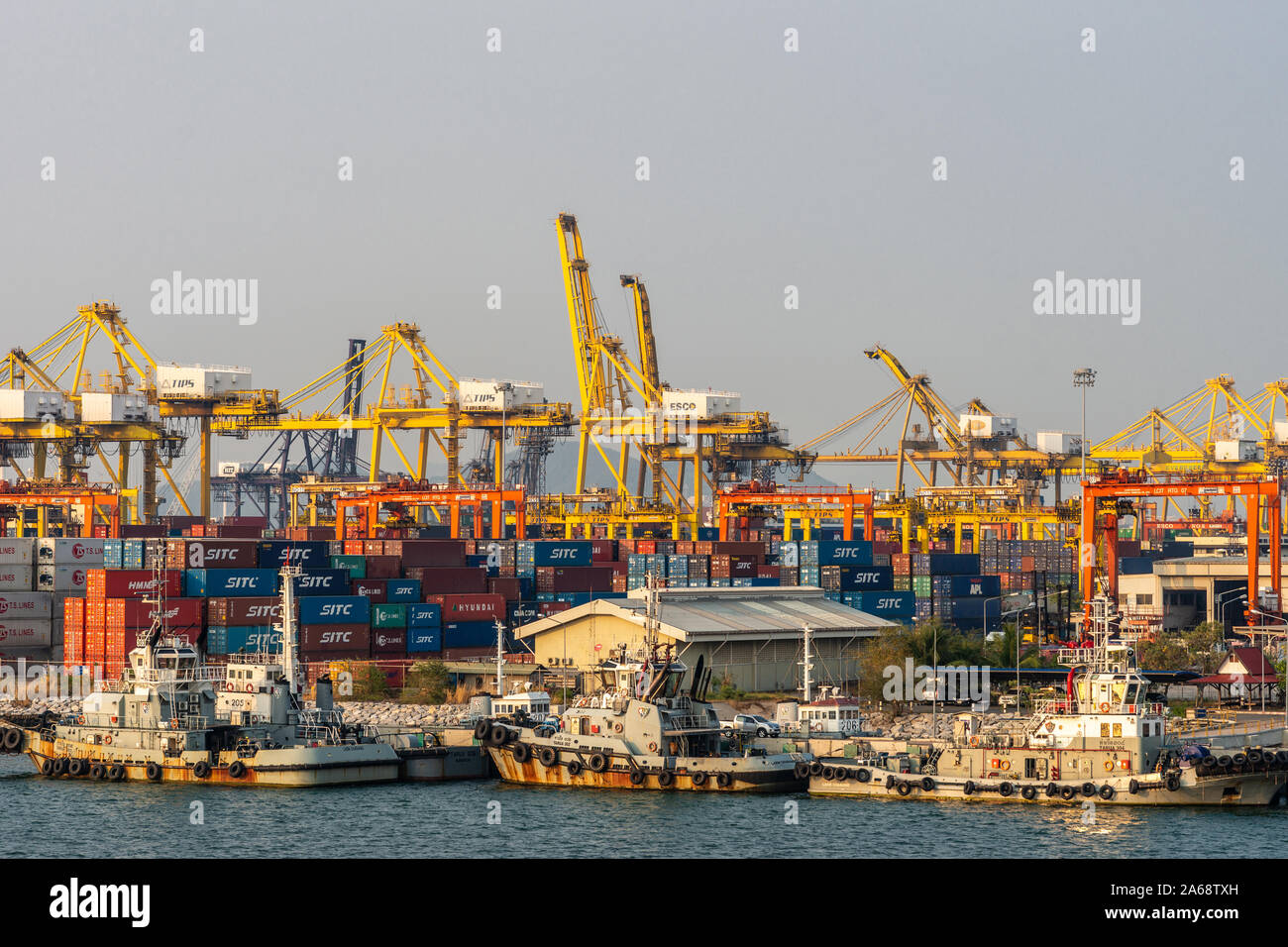 Laem Chabang seaport, Thailand - March 17, 2019: Chaotic scene of ...