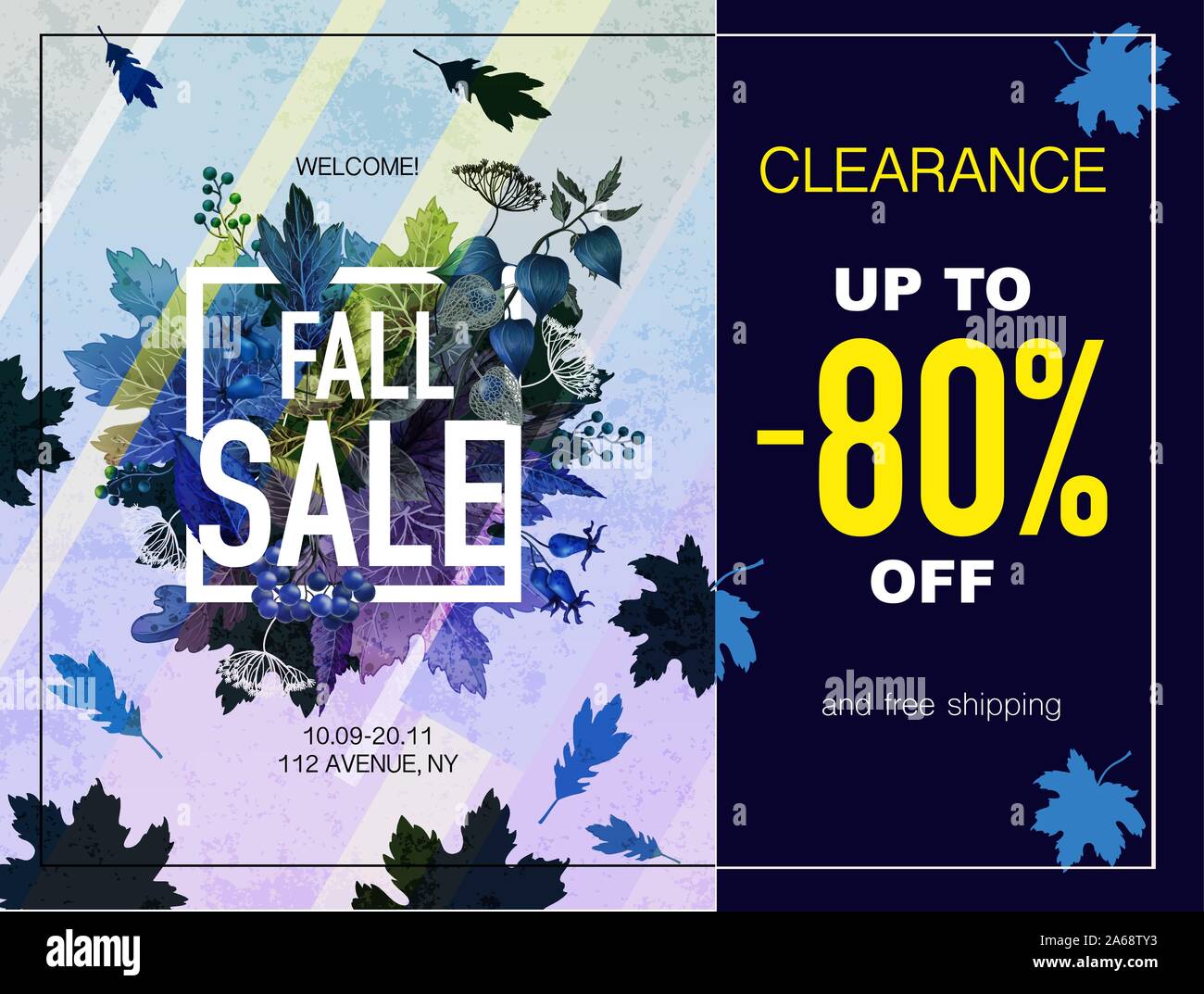Poster fall sale with leaves and berries. Vector Stock Vector Image ...