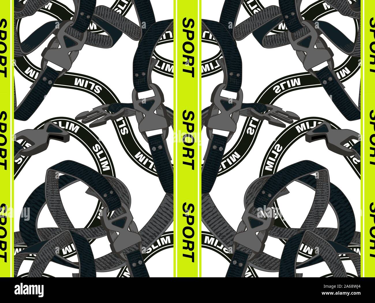 Belt seamless pattern with plastic clasp. Trendy sport textile design ...